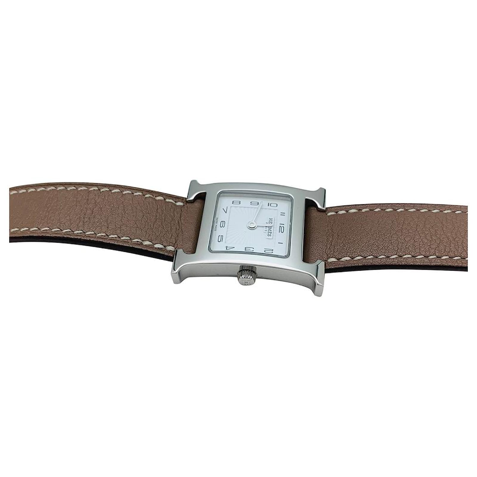 Hermès "Heure H" watch in steel, cuir. Leather ref.496639 - Joli Closet