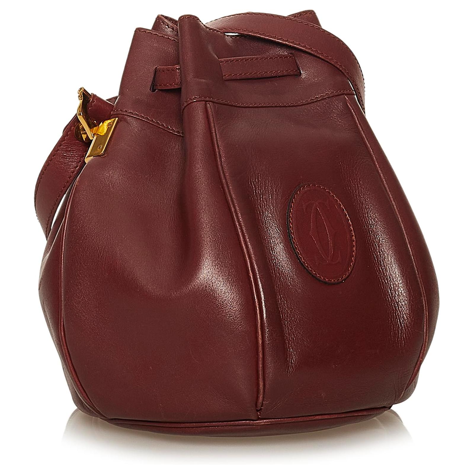 Cartier Red Must de Cartier Leather Bucket Bag Dark red Pony-style ...