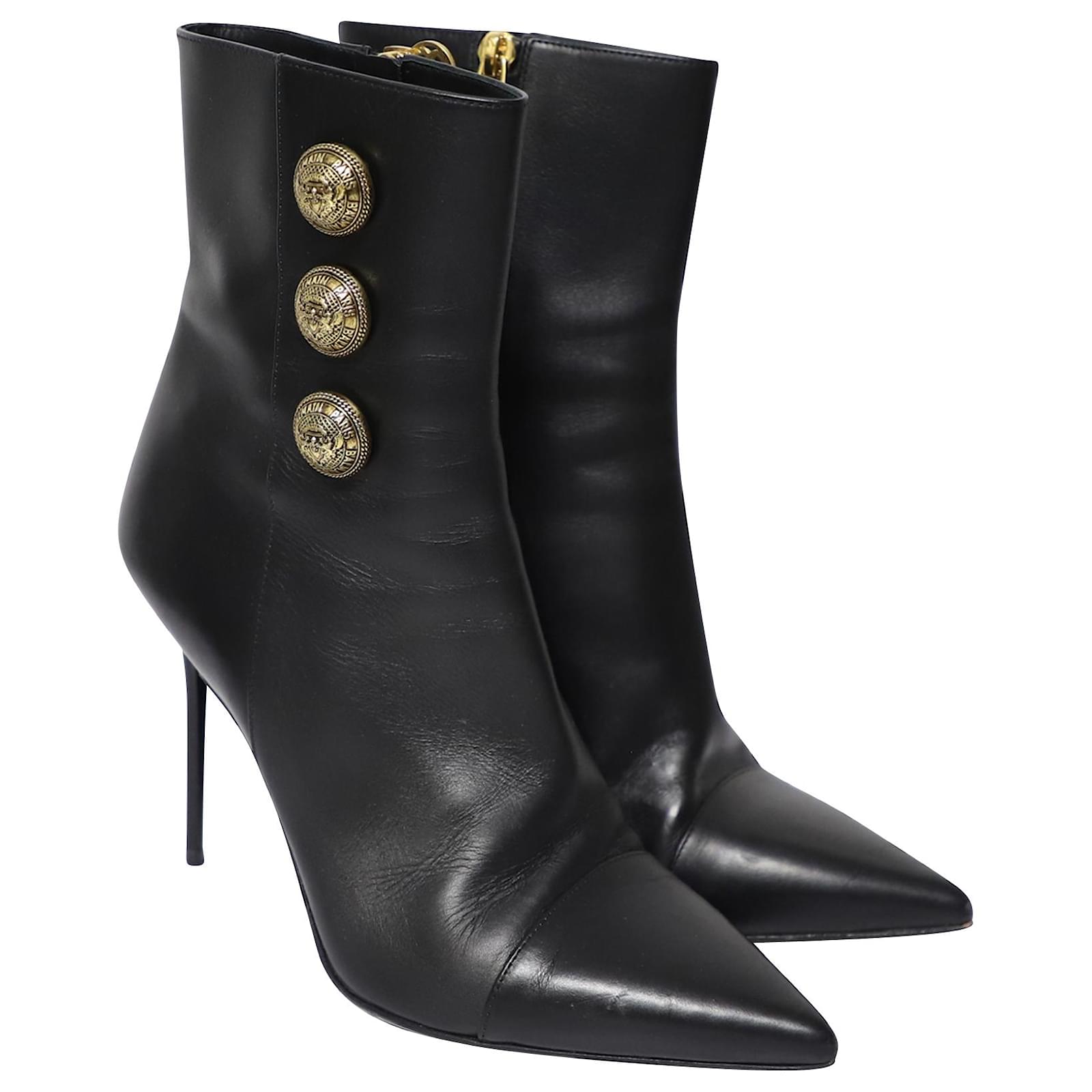 Balmain Roni Boots in Black Leather ref.497321 - Joli Closet
