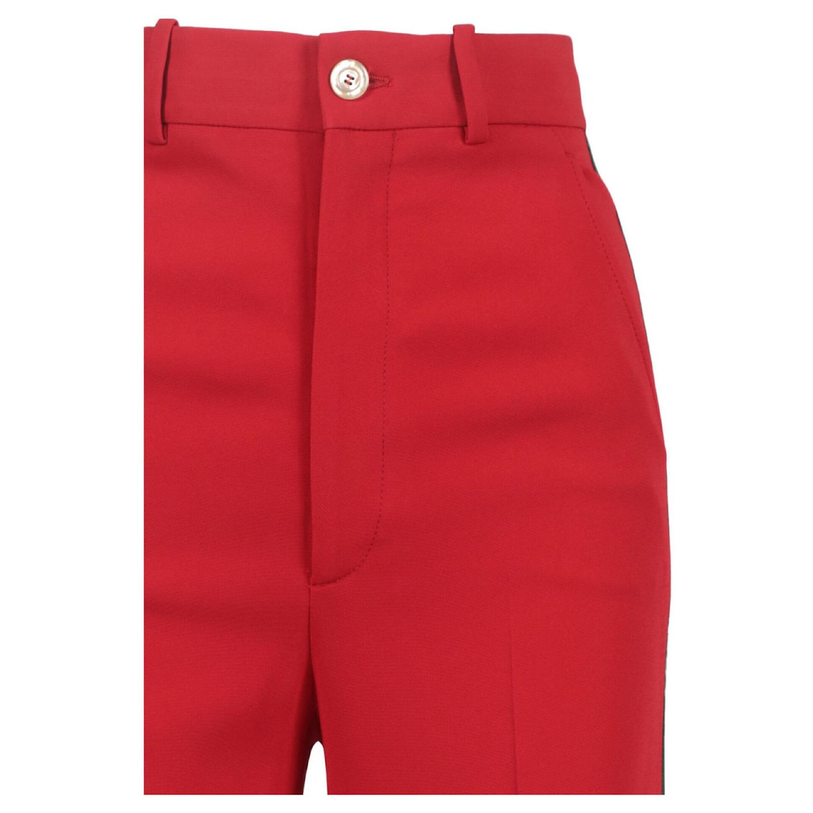 Gucci Web-Striped Bootcut Pants Red ref.498842 - Joli Closet