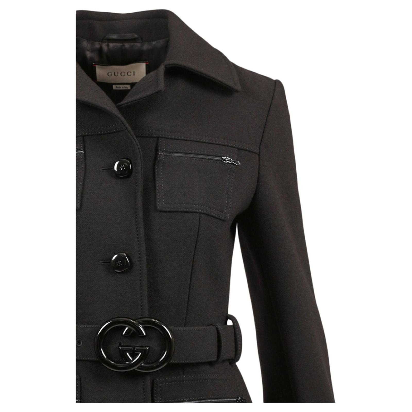 Gucci Chester Wool Coat Black ref.498949 - Joli Closet
