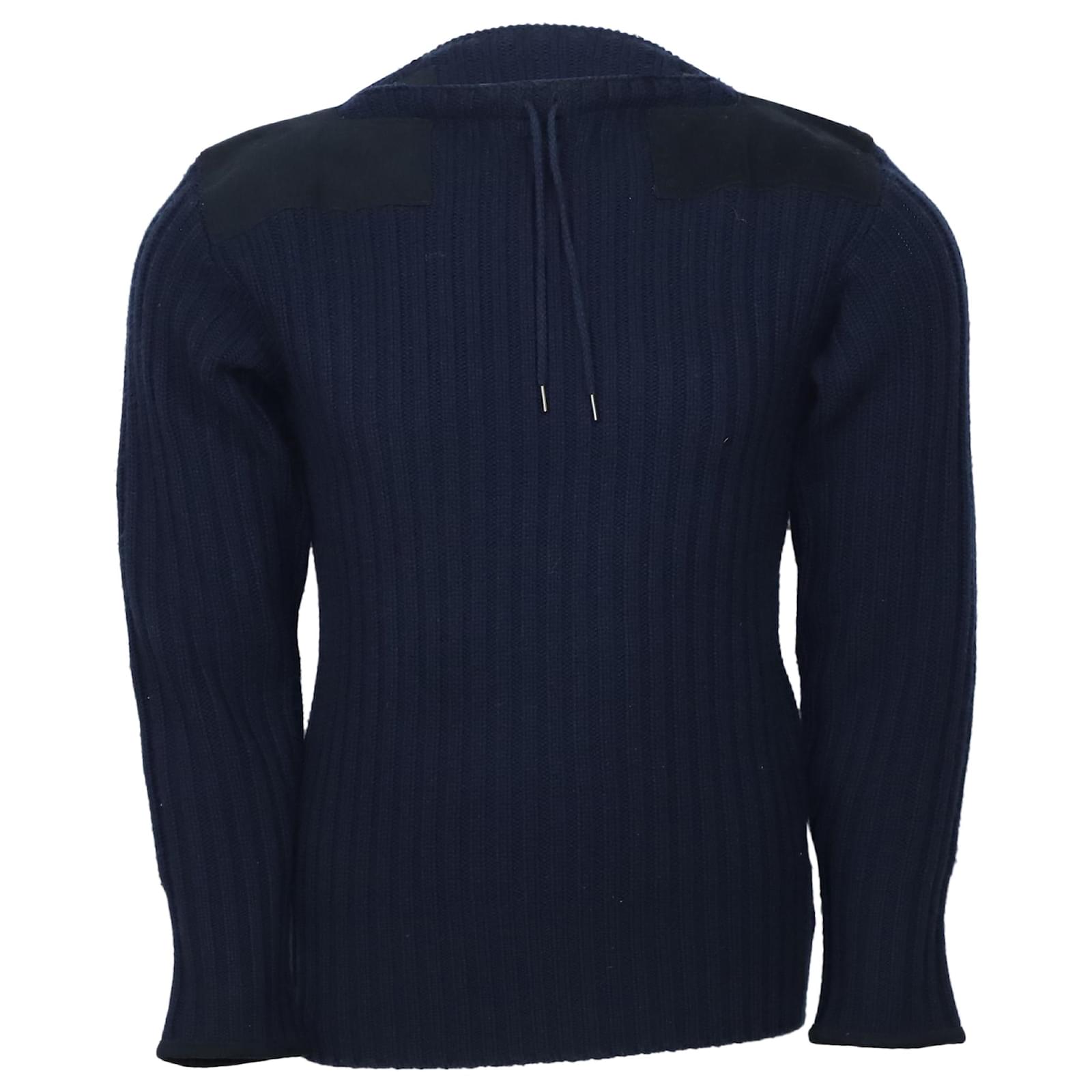 Autre Marque N.Peal 007 Ribbed Army Sweater in Navy Blue Merino Wool ...