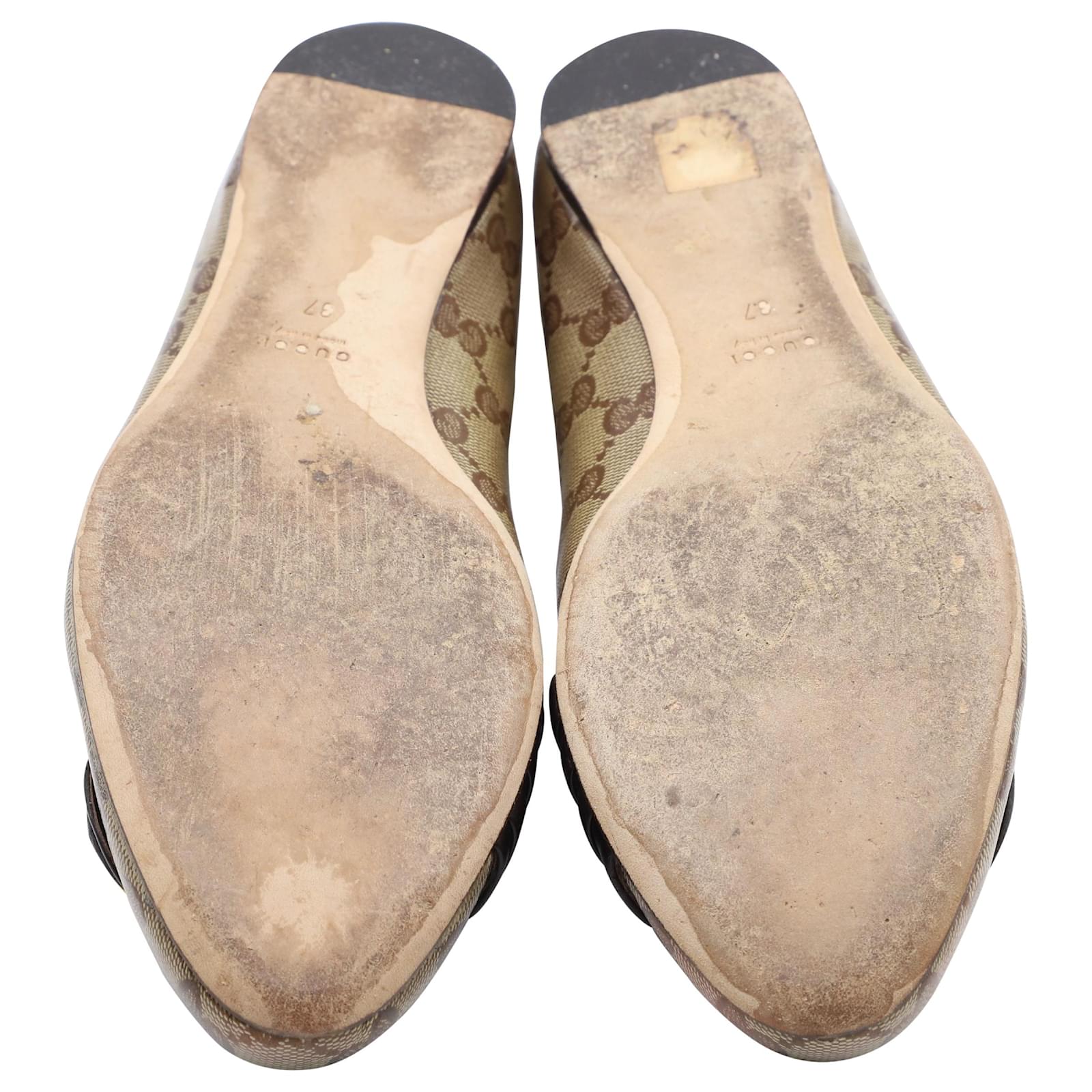 Gucci Hysteria Monogram Ballet Flats in Brown Leather ref.499387 - Joli ...