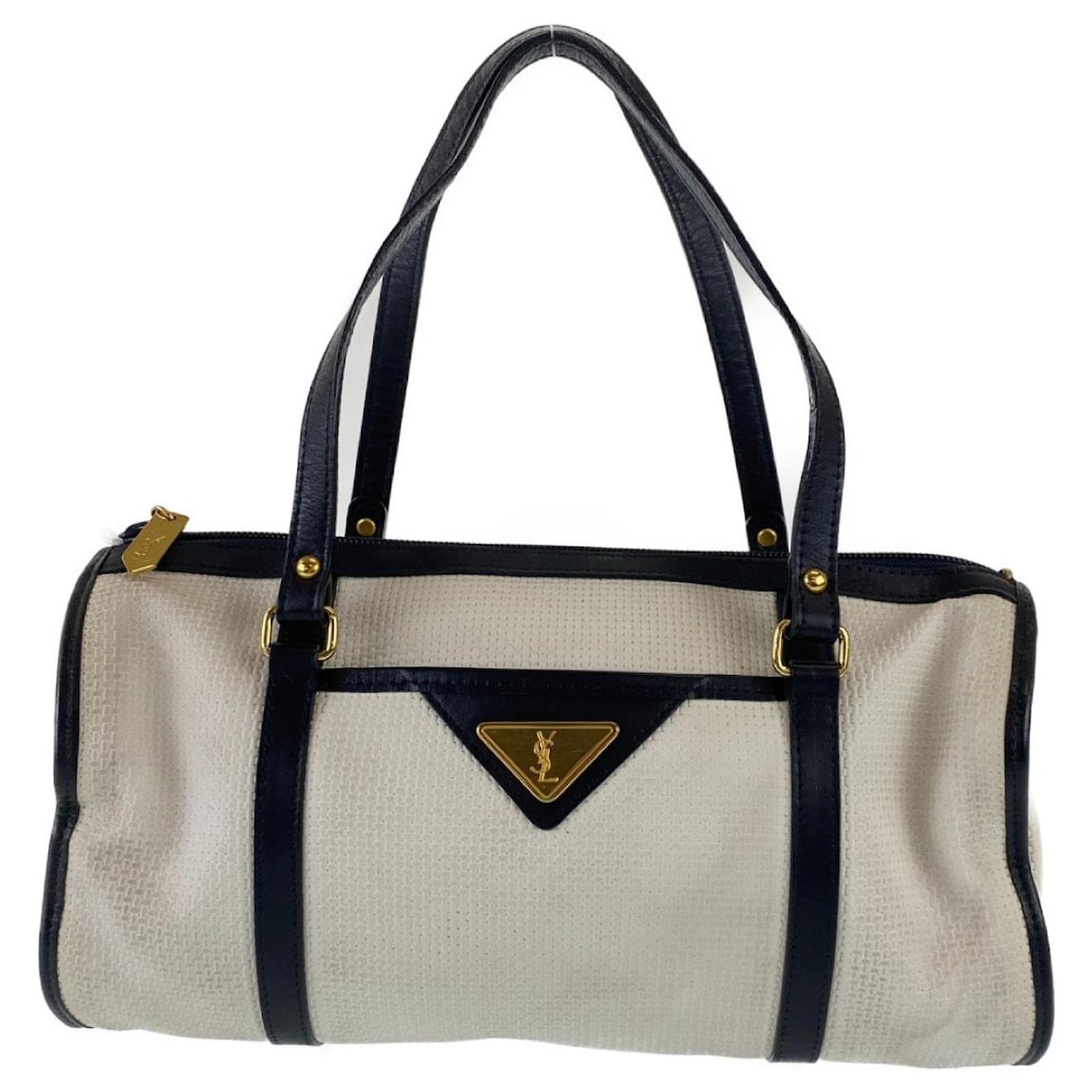 [Gebraucht] YVES SAINT LAURENT YSL Weiß Navy PVC / Leder Handtasche ...