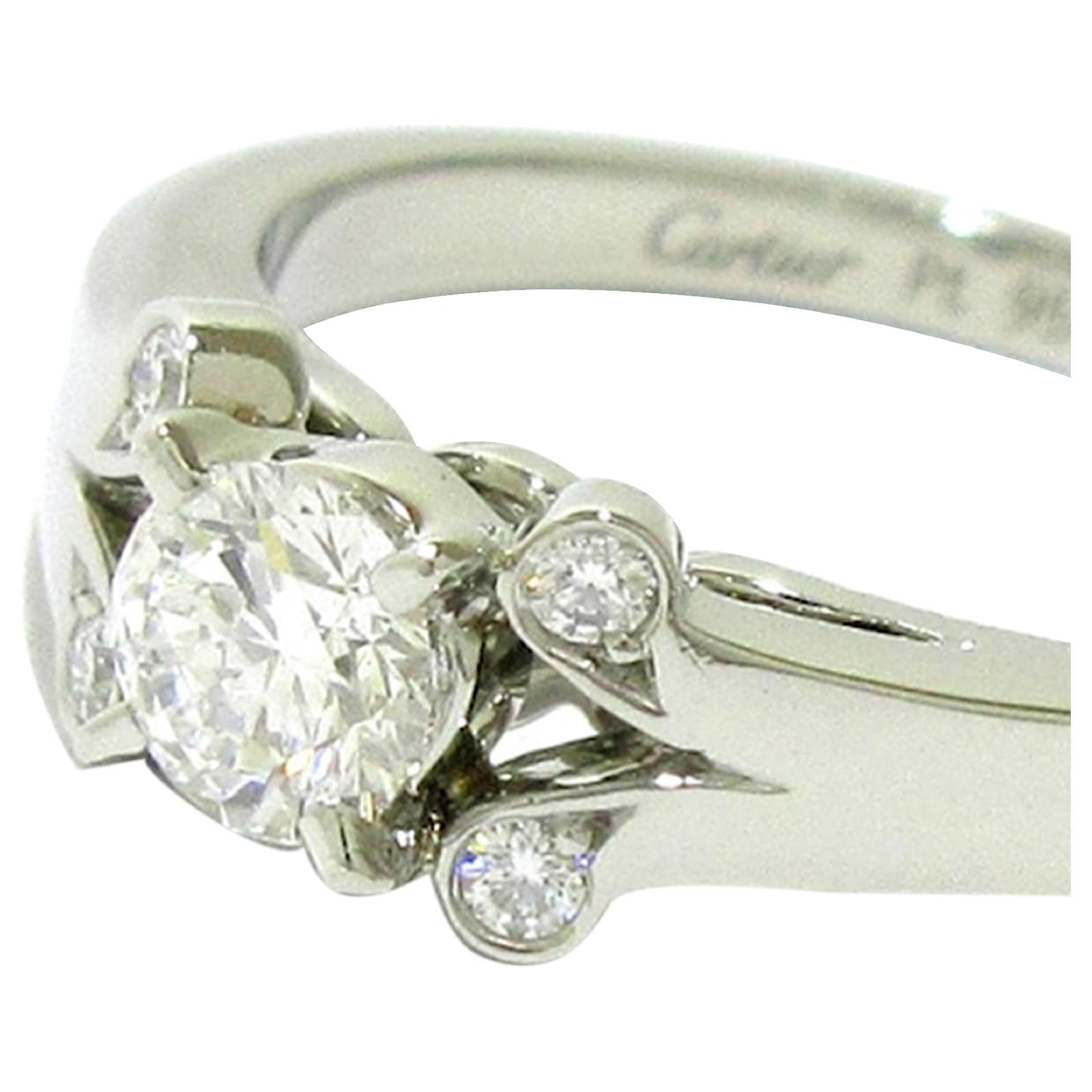 Bague Solitaire Cartier Argent Platine Diamant Métal Argenté ref.501294 ...