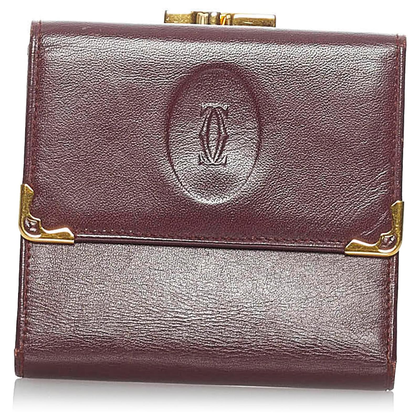 Cartier Red Must de Cartier Leather Small Wallet Dark red Pony-style ...
