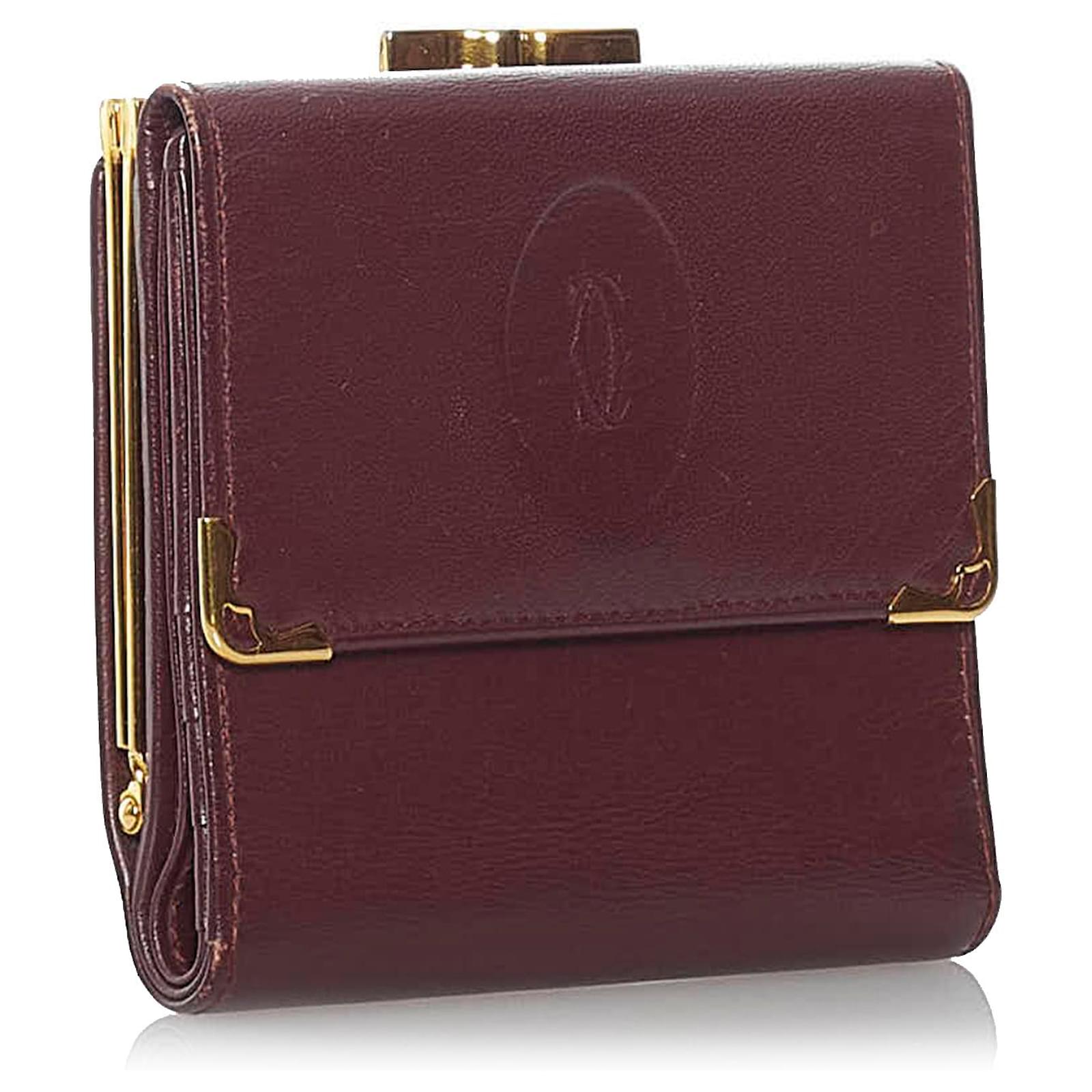 Cartier Red Must de Cartier Leather Small Wallet Dark red Pony-style ...