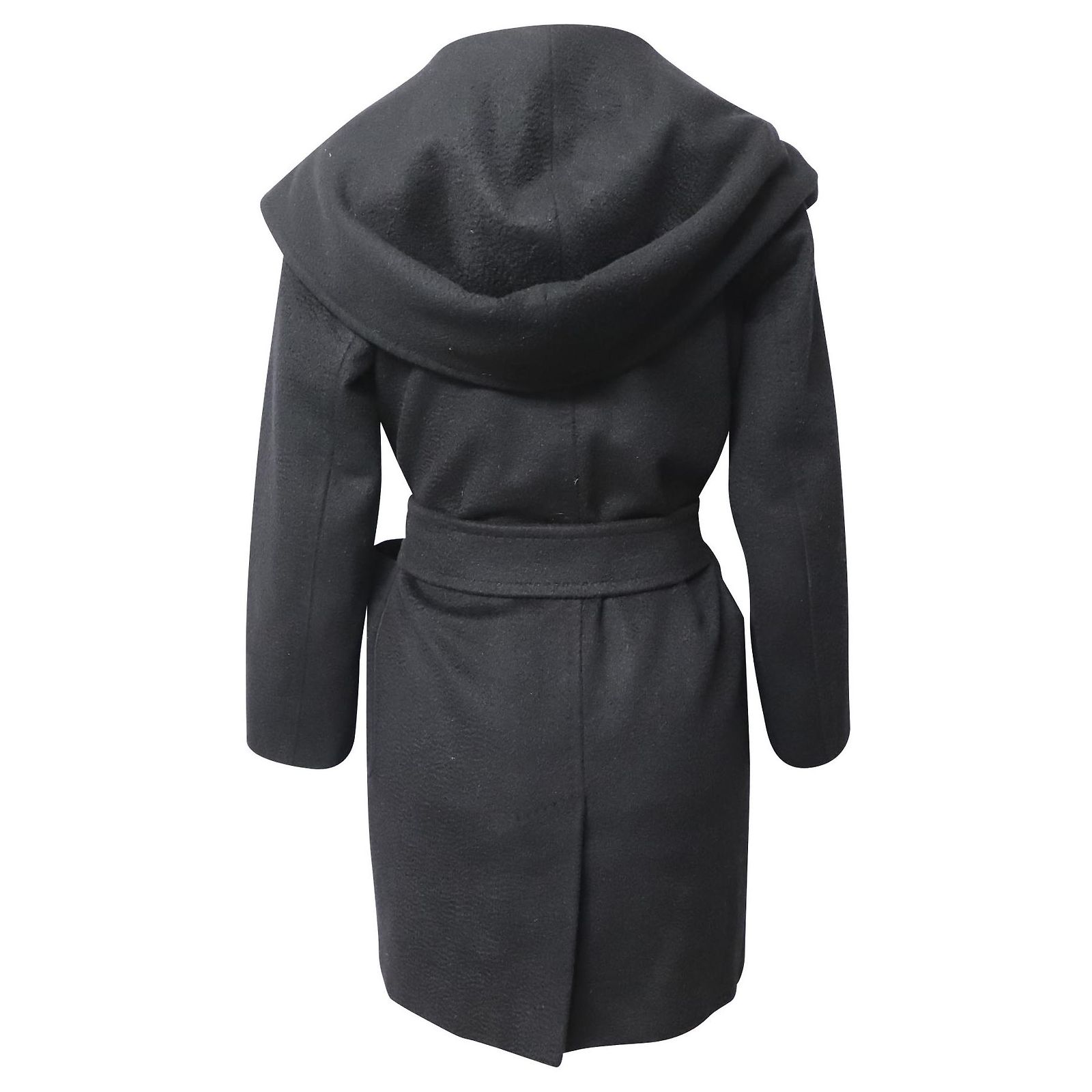 Max Mara Rialto Hooded Coat in Black Camel Hair Wool ref.502243 - Joli ...