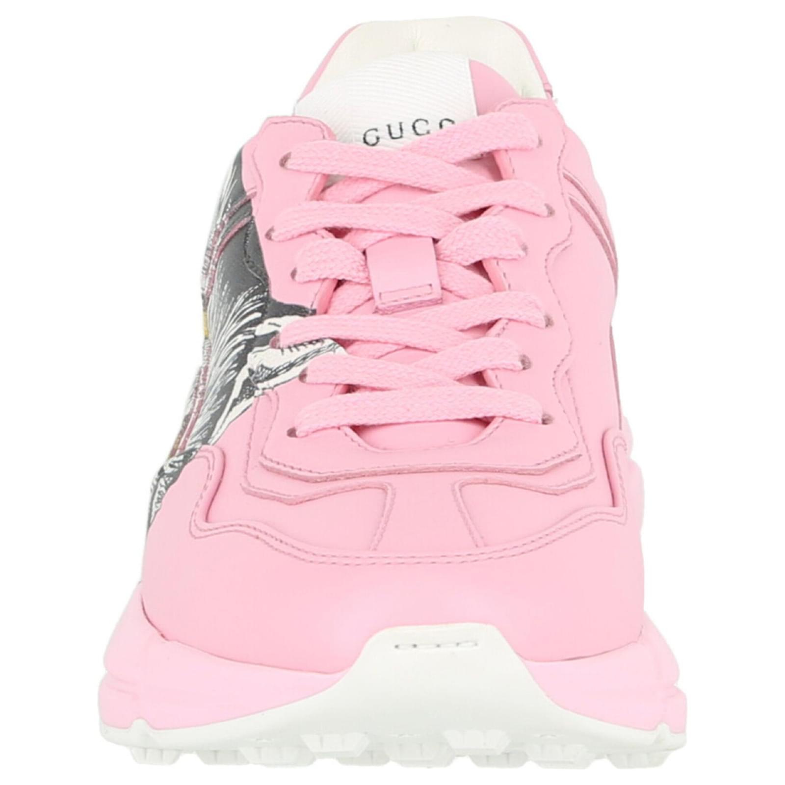 Gucci Rhyton Mystic Cat Leather Sneaker Pink ref.503034 - Joli Closet