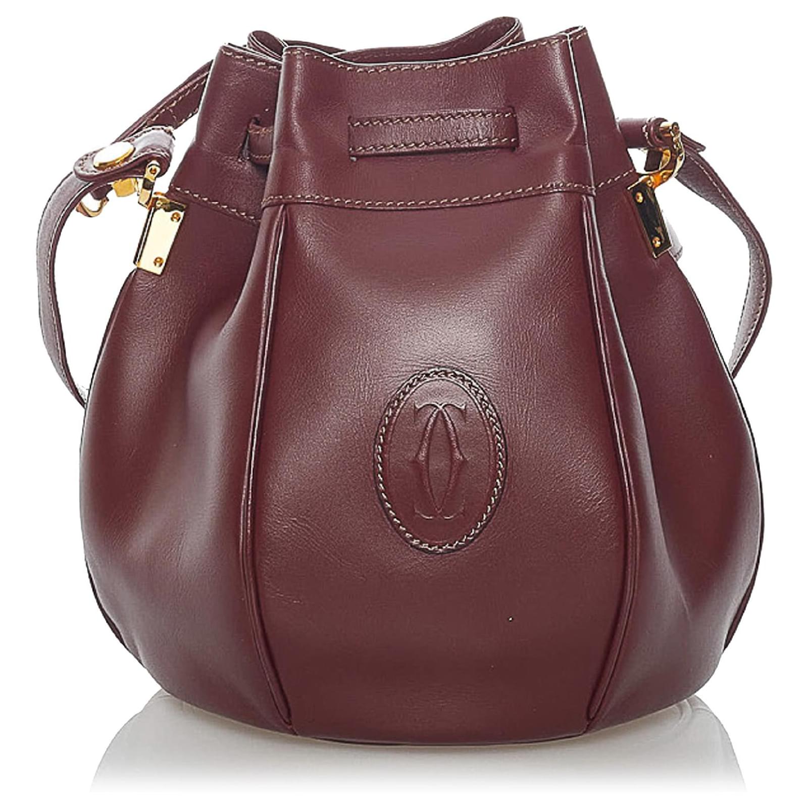 Cartier Red Must de Cartier Leather Bucket Bag Dark red Pony-style ...