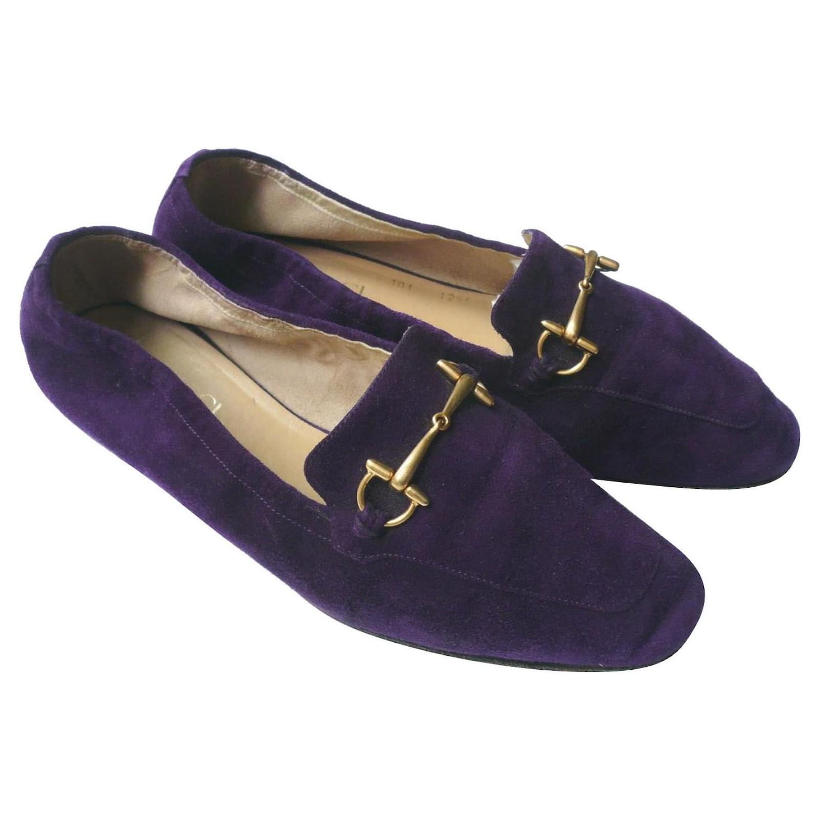 GUCCI Ballerines daim violette T37 BON ETAT ref.505646 - Joli Closet