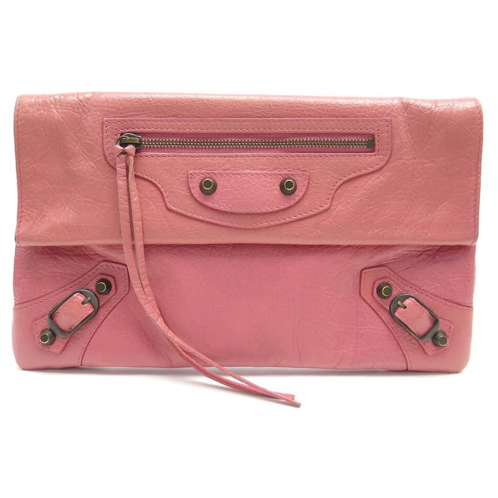 BALENCIAGA HANDTASCHE UMSCHLAGTASCHE 224915 ROSA LEDER-CLUTCHTASCHE ...