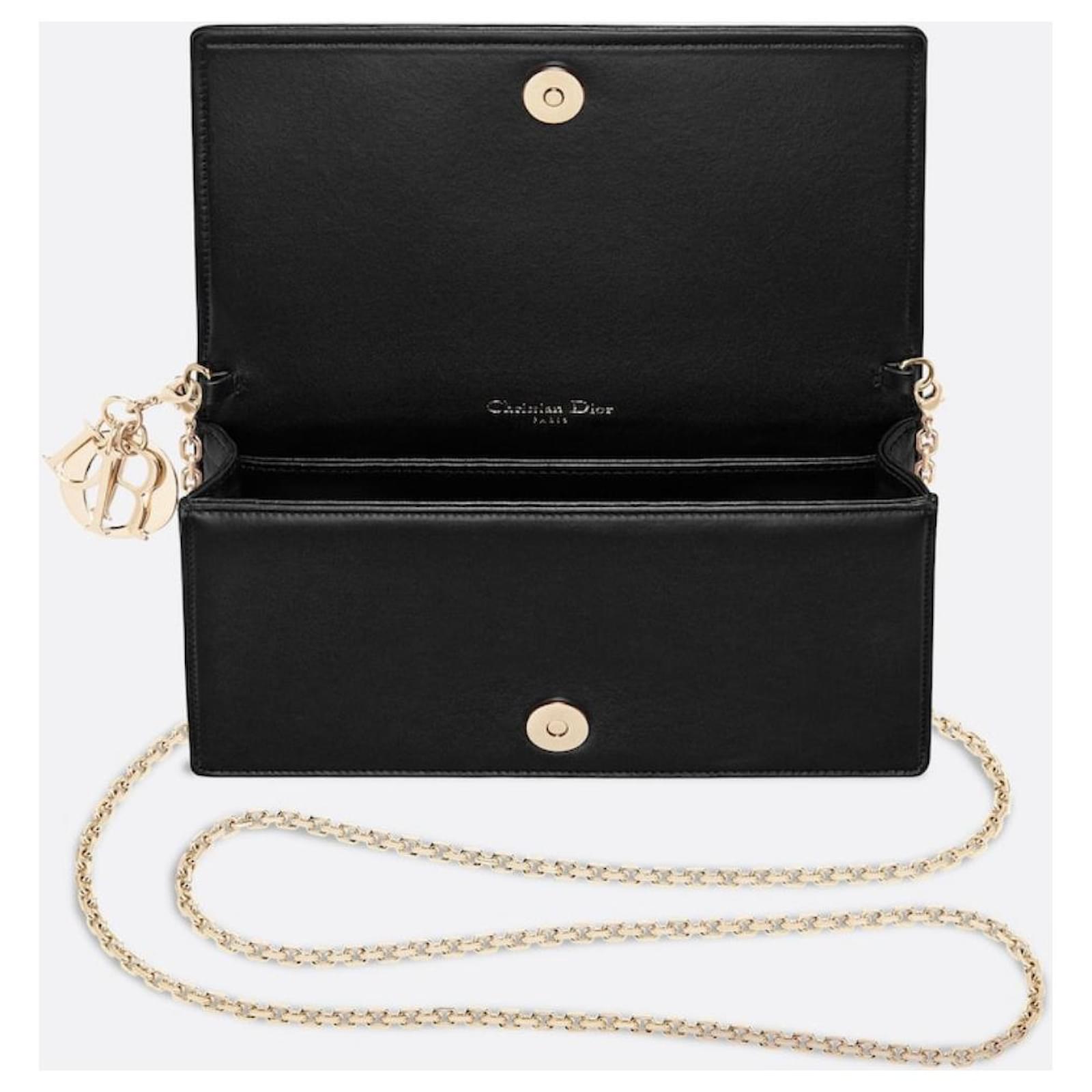 Lady Dior Clutch Bag Black Cannage Lambskin Leather ref.508626 - Joli ...