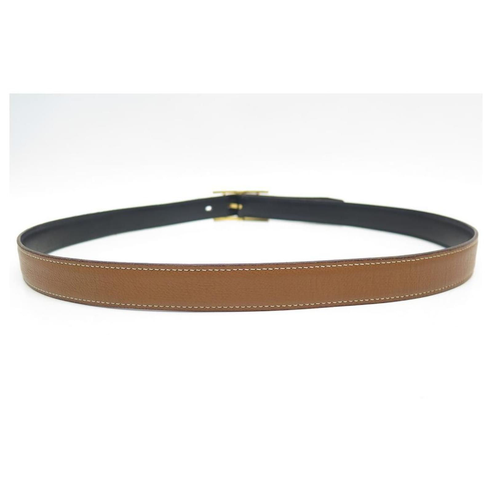 Hermès CEINTURE HERMES QUENTIN REVERSIBLE T 90 EN CUIR NOIR & GOLD LEATHER BELT ref.509419 ...