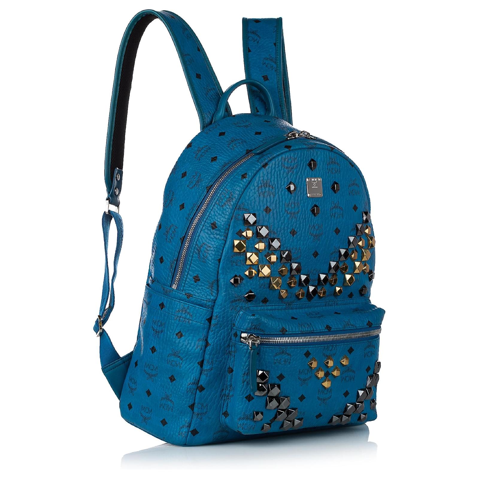 MCM Blue Visetos Stark Leather Backpack Pony-style calfskin ref.511234 ...