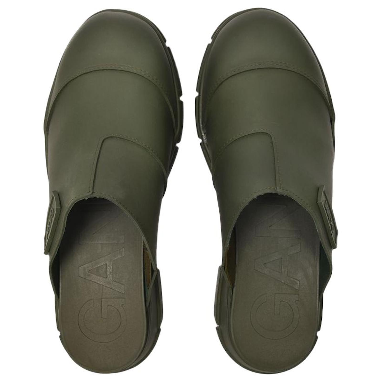 Ganni Clog in Green Recycled Rubber Khaki ref.512624 - Joli Closet