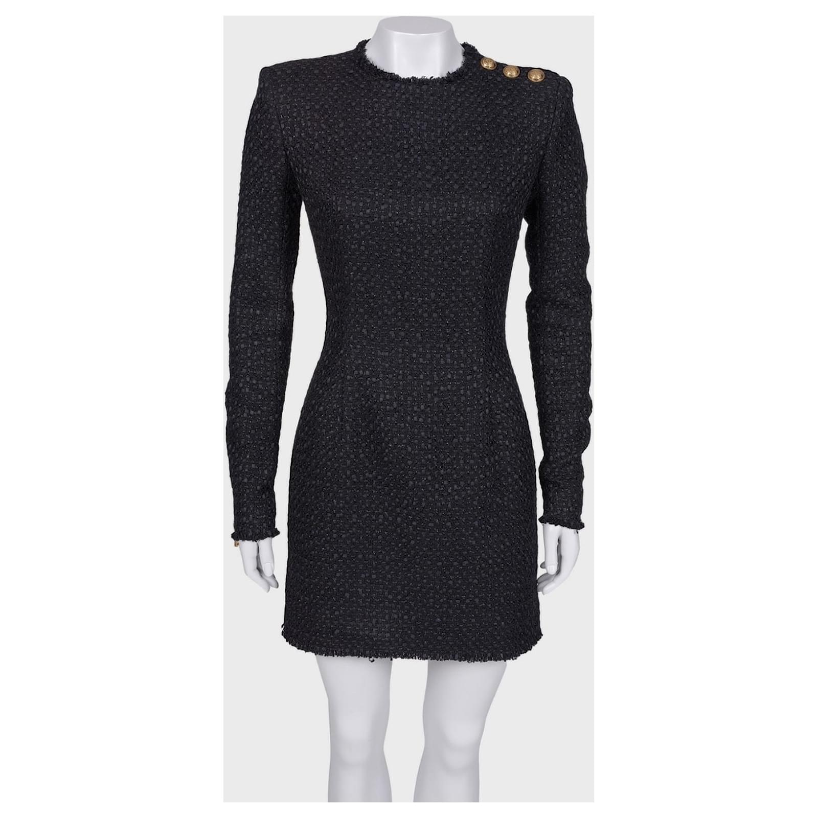 Balmain ROBE COURTE EN TWEED Coton Laine Viscose Polyamide Acrylique ...