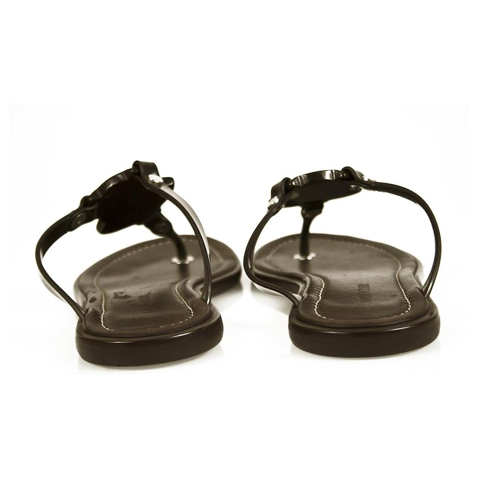Moncler Brown Leather Logo Flip Flop Thong Flats Sandals size 37 ref ...