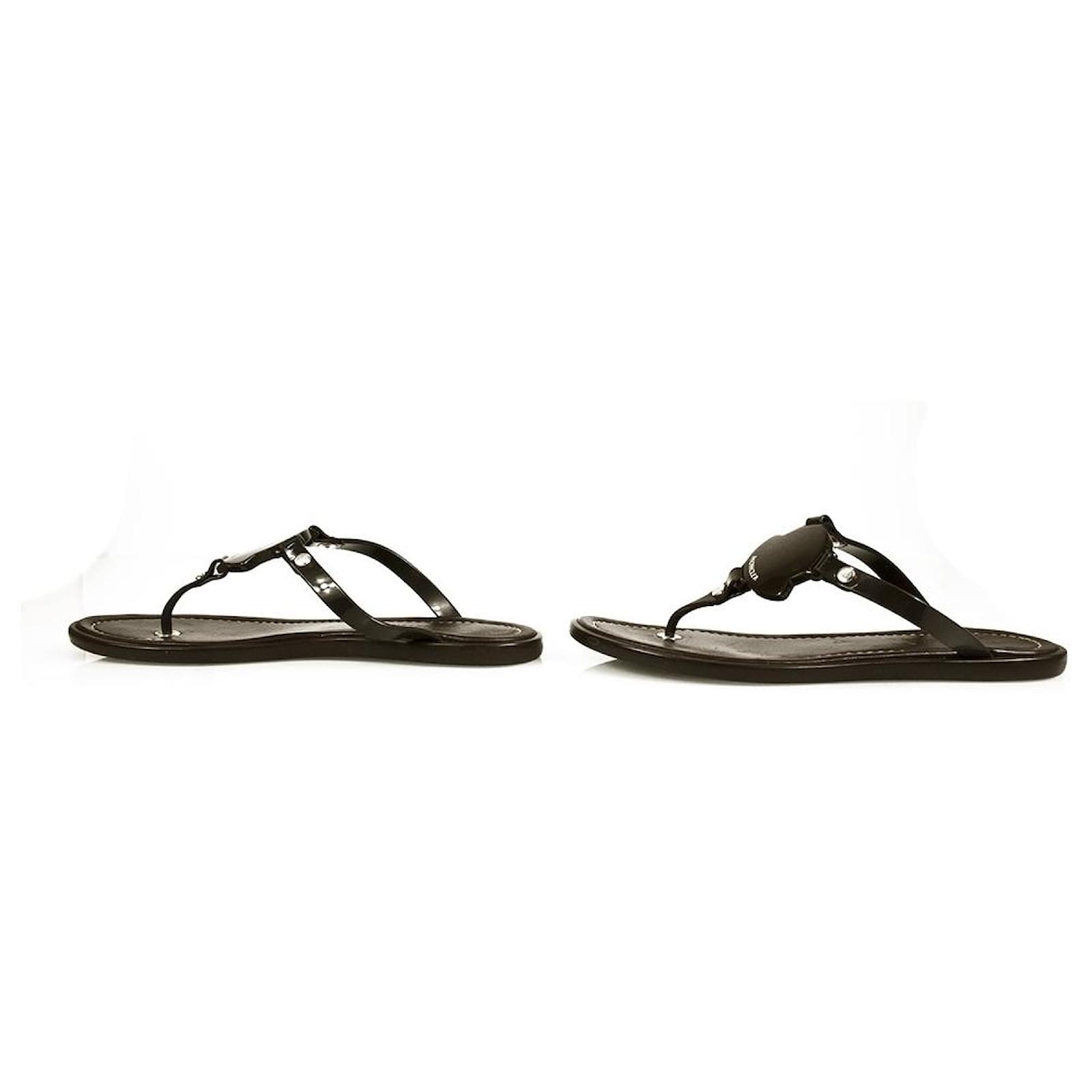 Moncler Brown Leather Logo Flip Flop Thong Flats Sandals size 37 ref ...