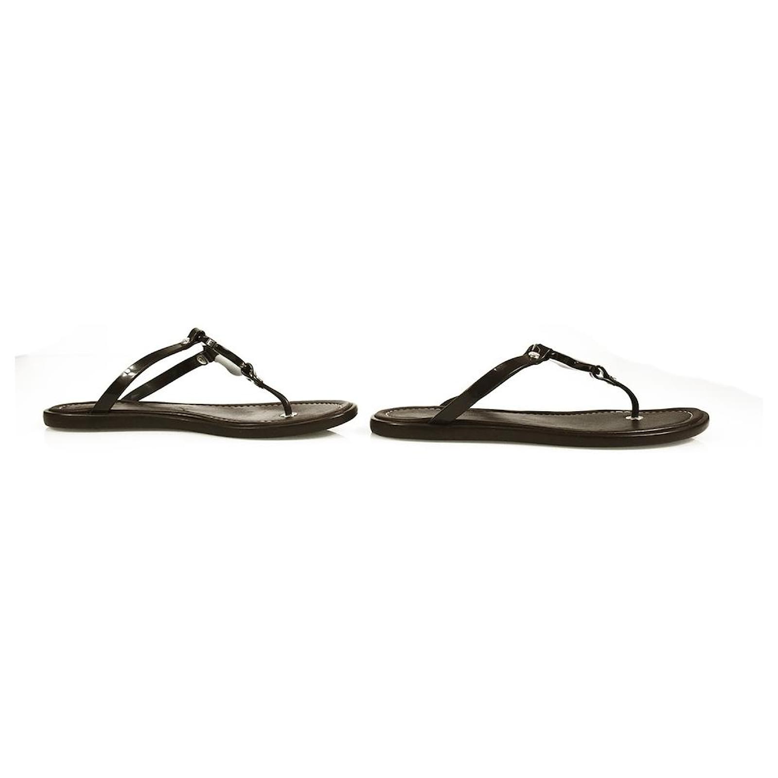 Tamaño de las sandalias Moncler Brown Leather Logo Flip Flop Thong ...