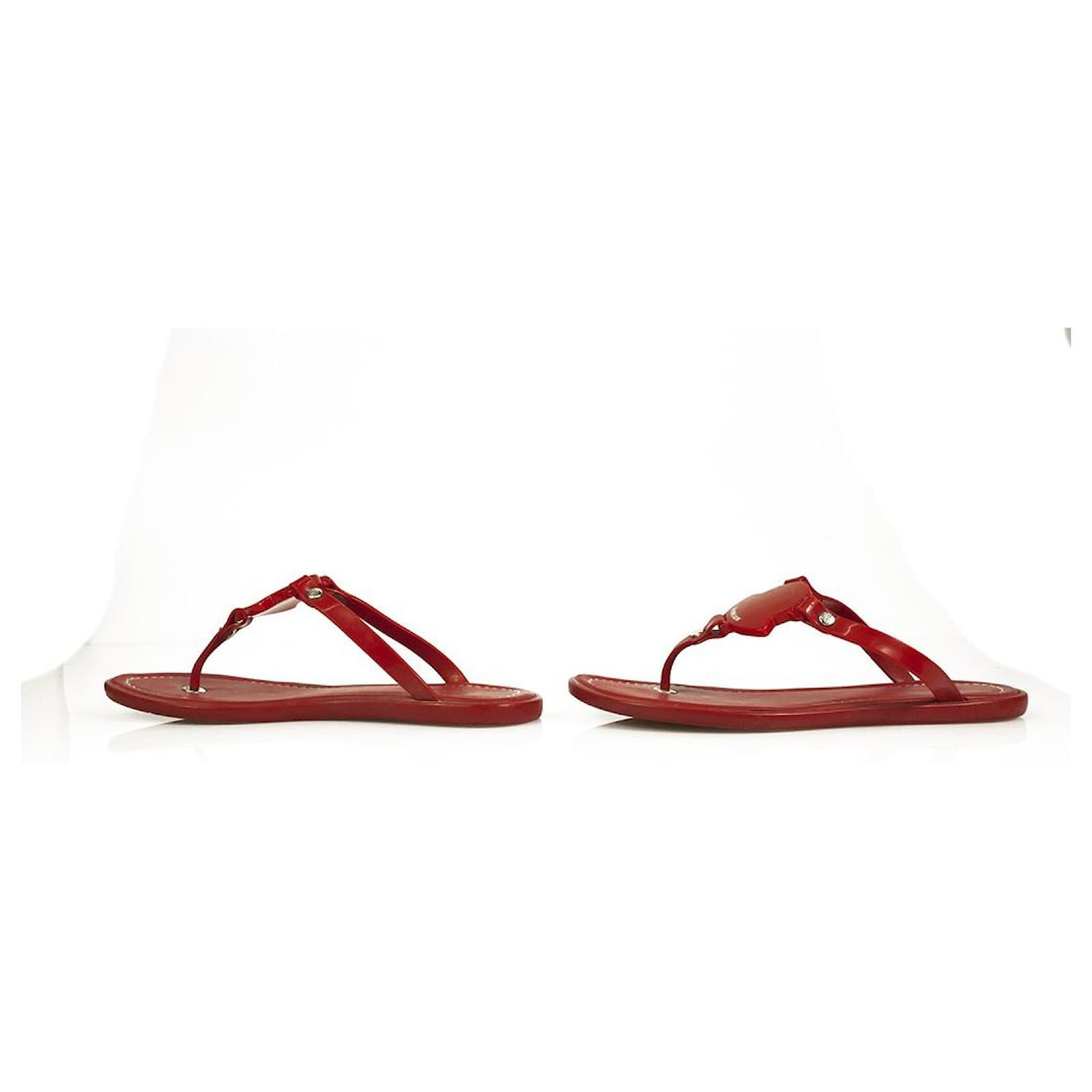 Moncler Red Leather Logo Flip Flop Thong Flats Sandals size 37 ref ...