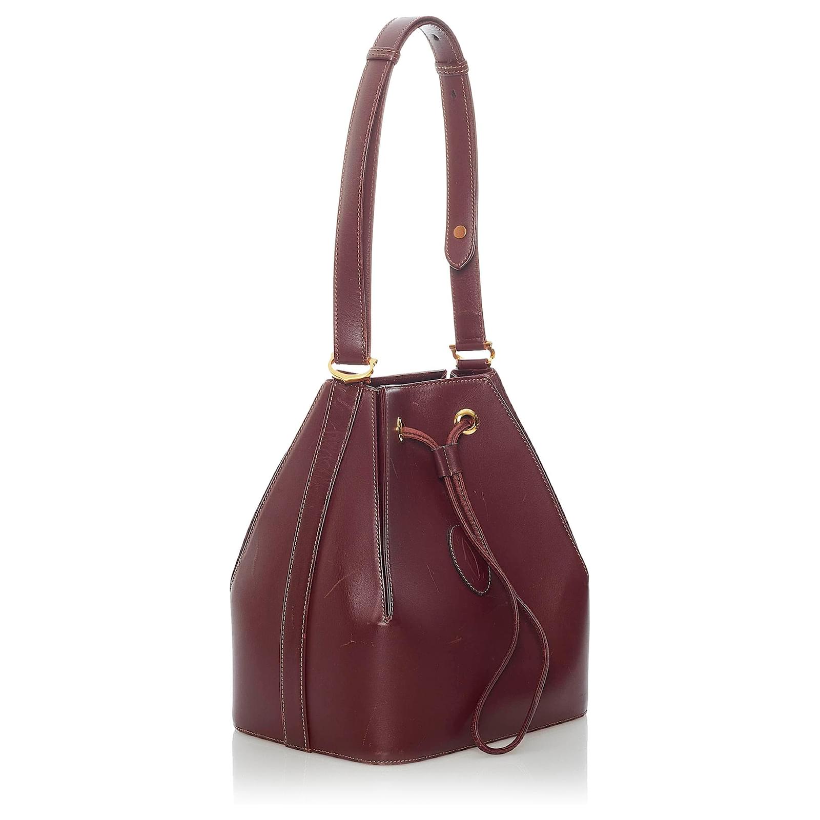 Cartier Red Must de Cartier Leather Bucket Bag Dark red Pony-style ...