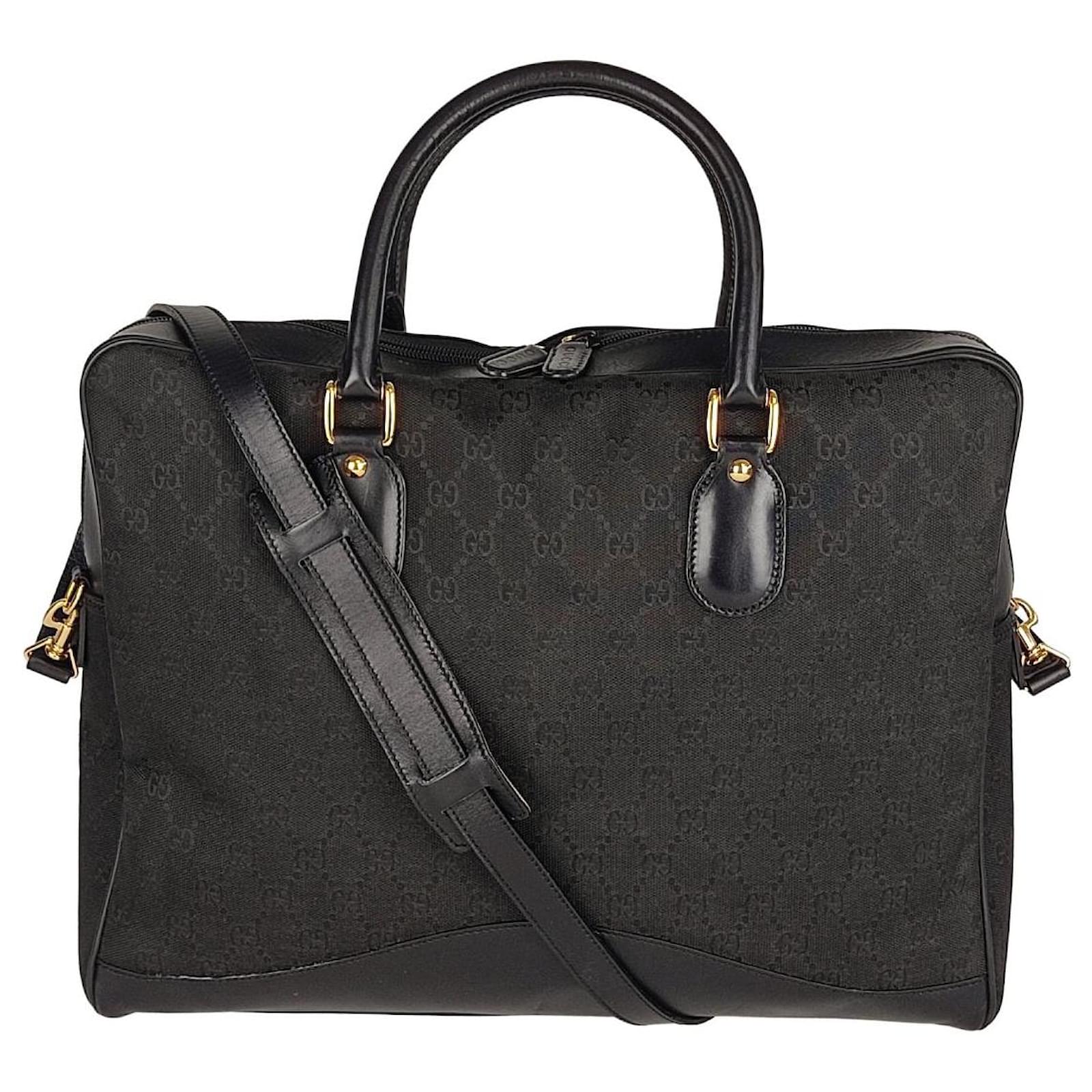 Gucci work shoulder bag in GG canvas and black leather Cloth ref.519883 ...
