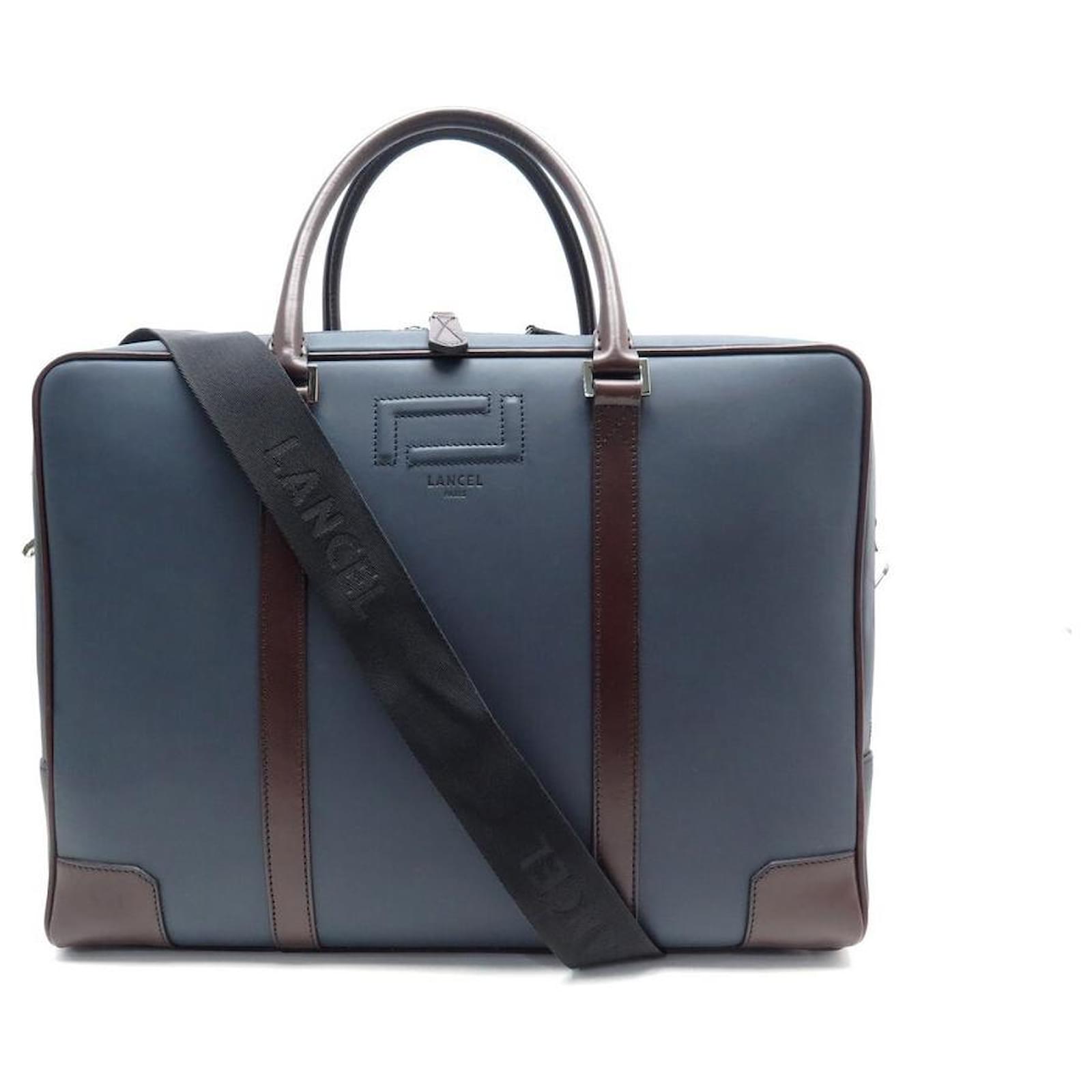 NEUF SACOCHE LANCEL GRAND HOTEL BANDOULIERE CUIR BLEU CARTABLE ...