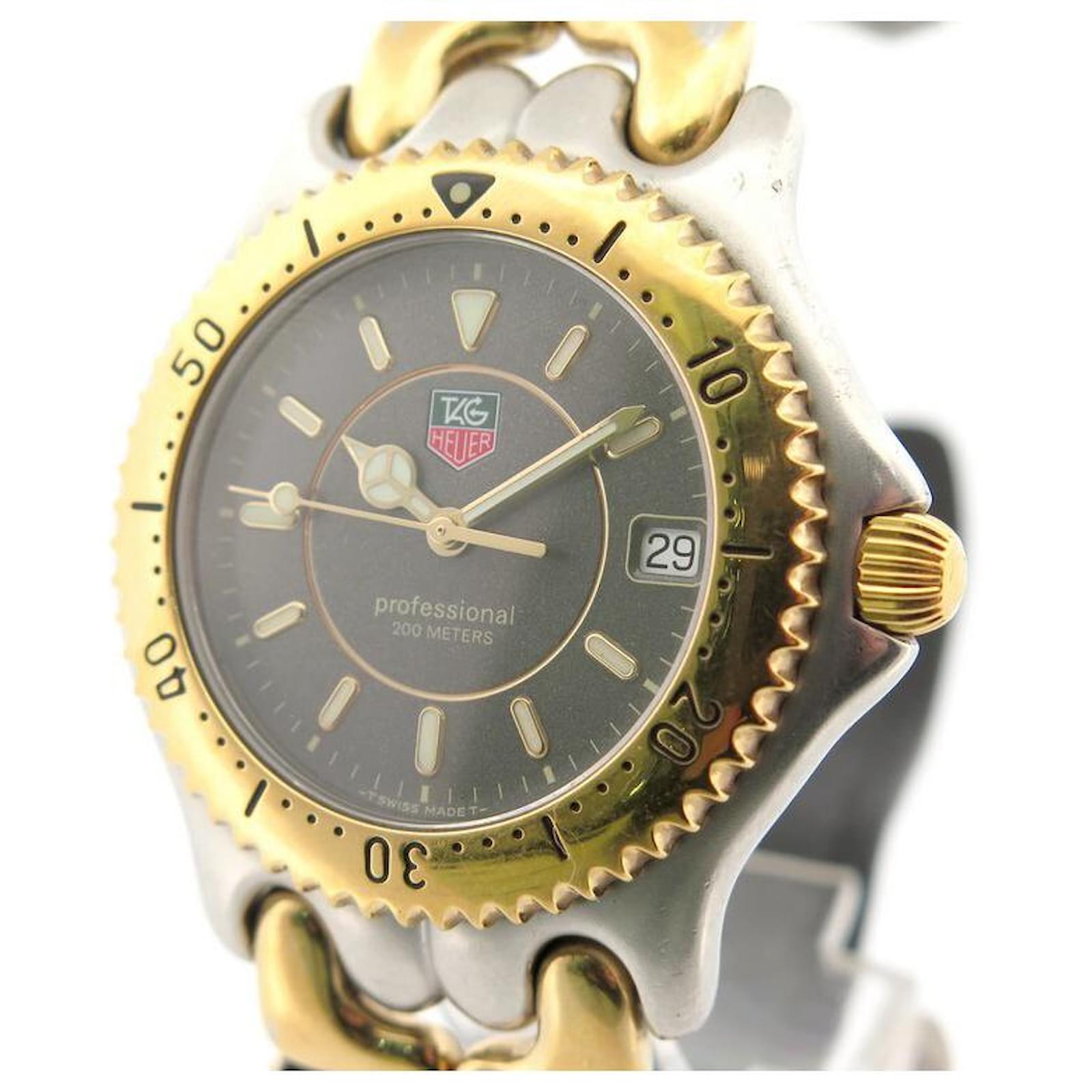 MONTRE TAG HEUER SEL DATE S95-206M 38 MM ACIER ET PLAQUE OR CUIR QUARTZ ...