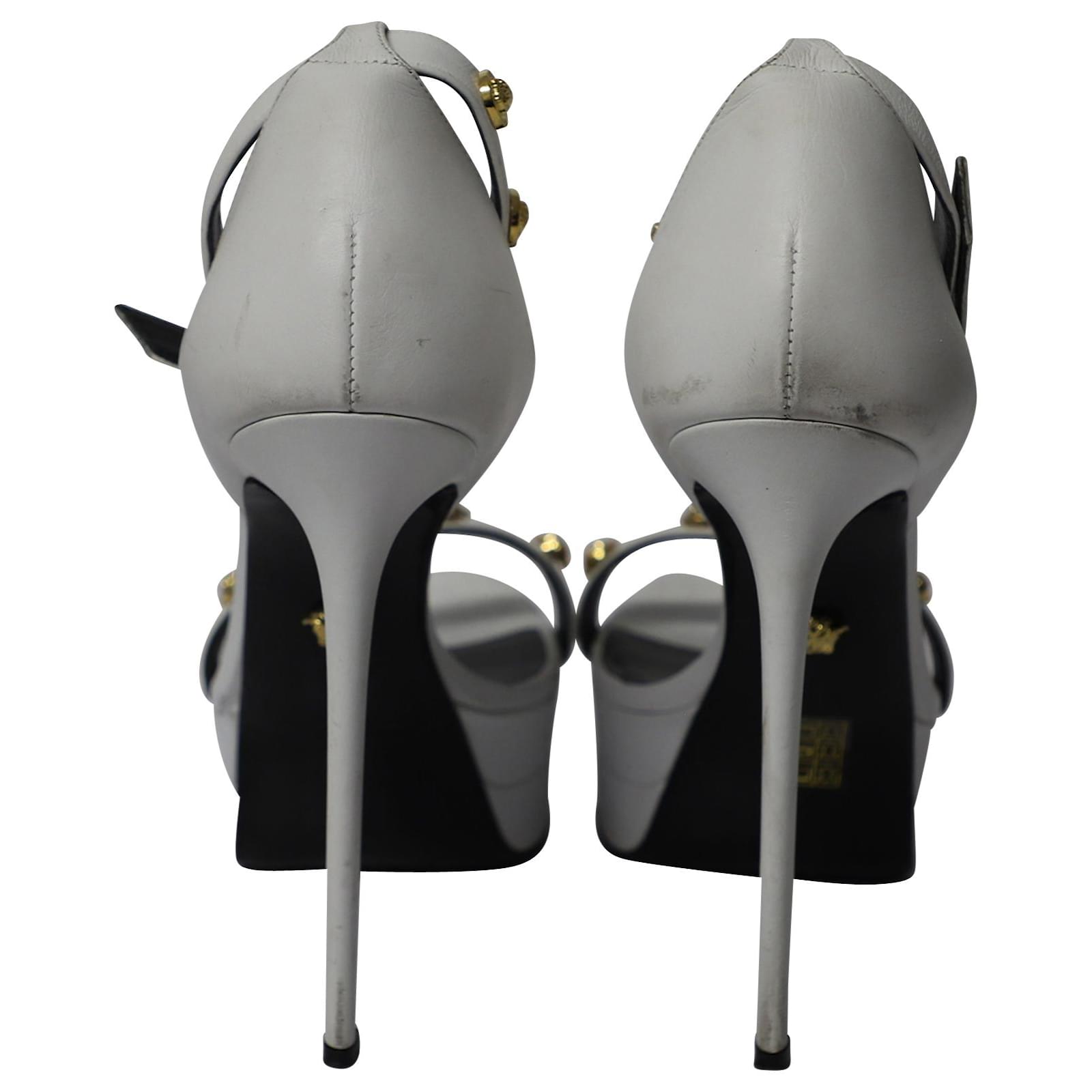 Versace Embellished Platform Sandals in White Leather ref.523373 - Joli ...