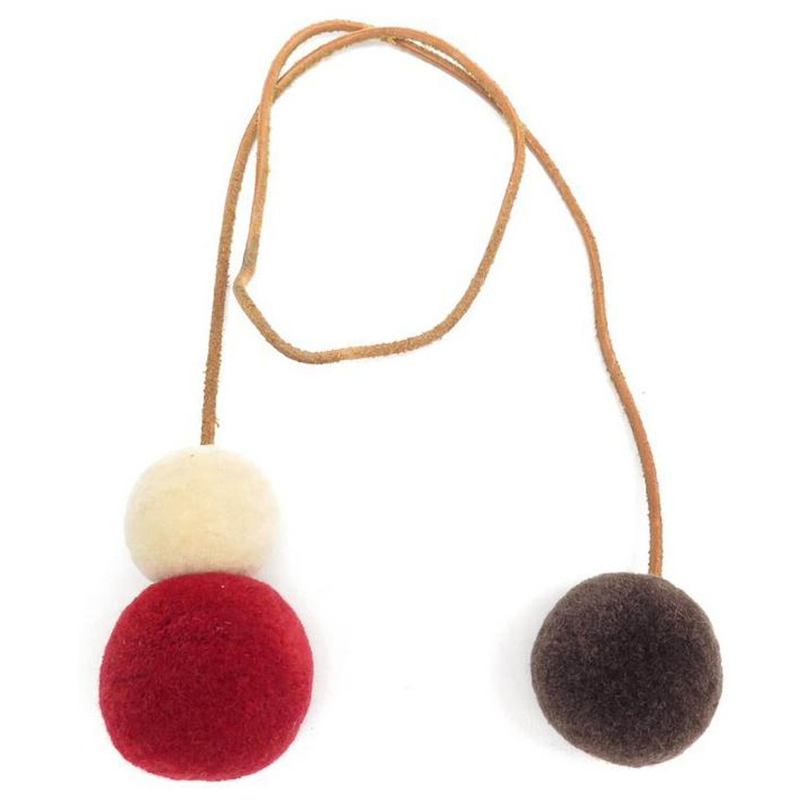 Other jewelry Hermès RARE HERMES POM POM BAG JEWEL RED WOOL BALLS AND ...