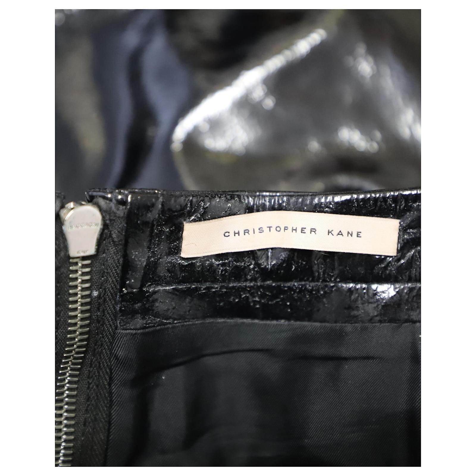 Christopher Kane Jupe à volants en cuir verni noir ref.526386 - Joli Closet