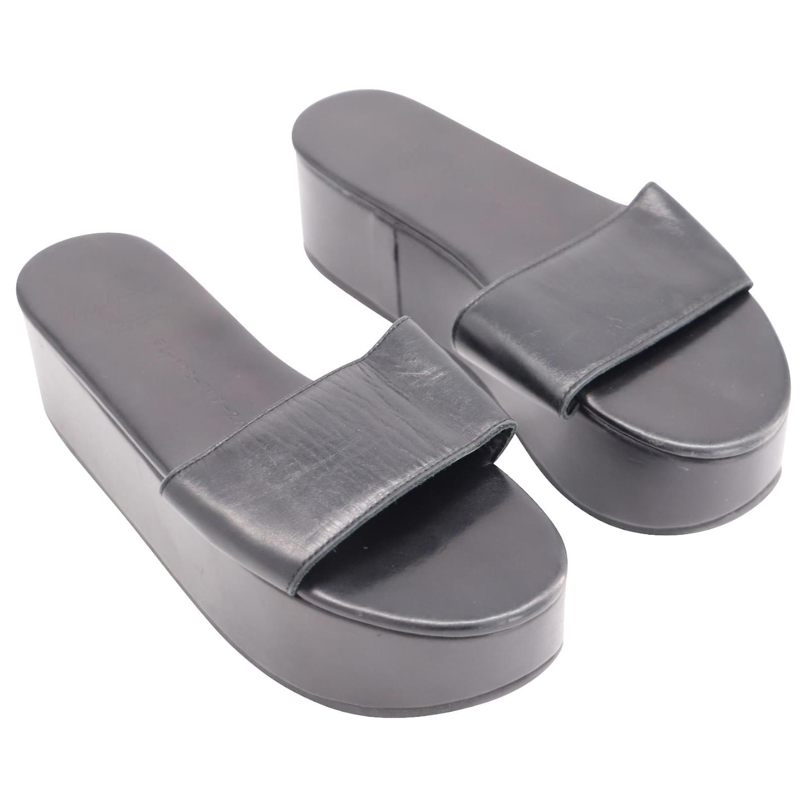Yohji Yamamoto Platform Leather Slides in Black Leather ref.527367 ...