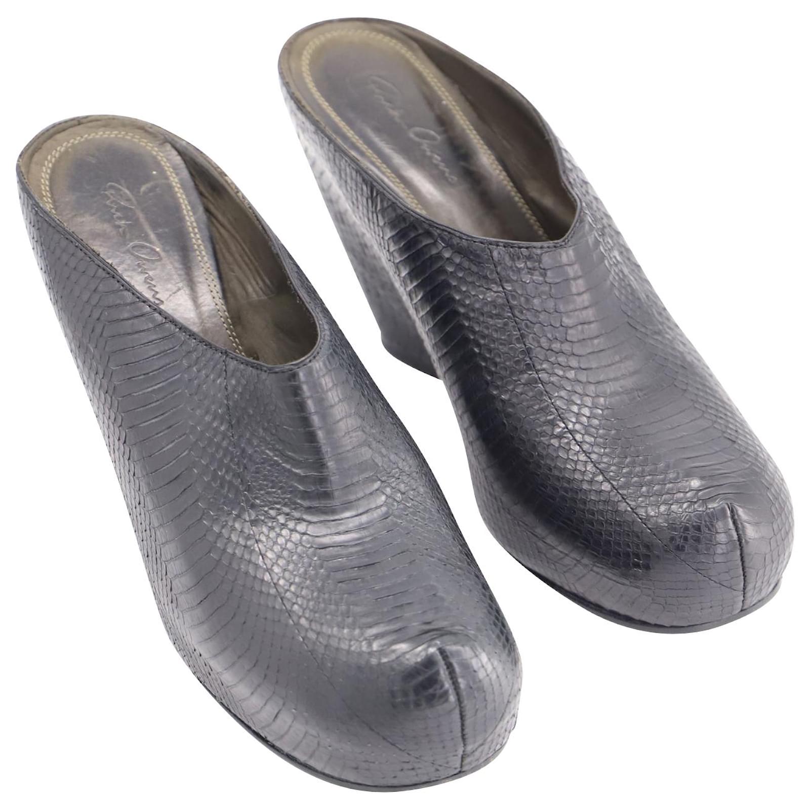 Rick Owens Clog Wedge in Black Leather ref.527376 - Joli Closet