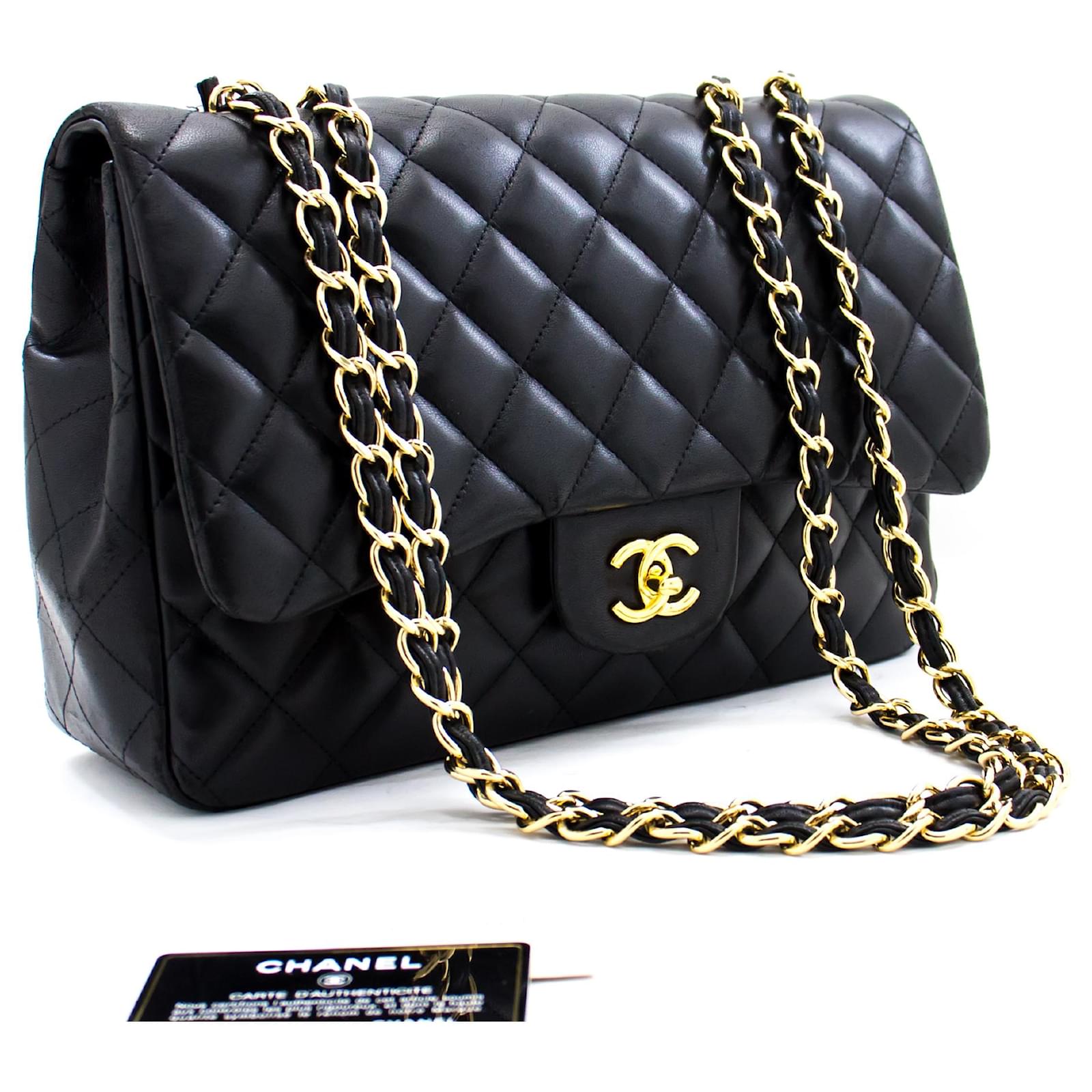 CHANEL Classique Grand 11" Chaîne Sac Bandoulière Rabat Cuir d'Agneau ...