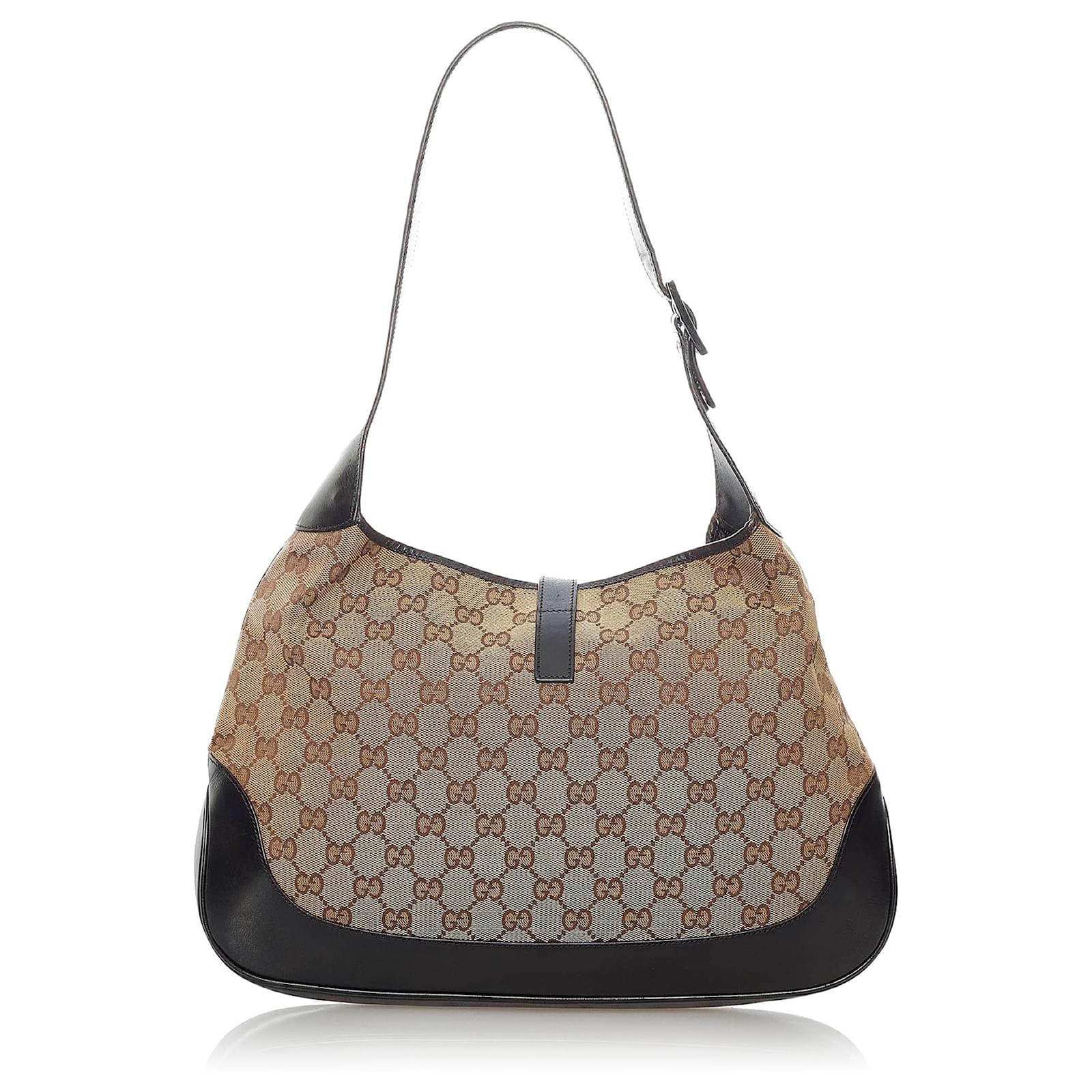 Gucci Brown GG Canvas Web Jackie Hobo-Tasche Braun Schwarz Beige Leder ...
