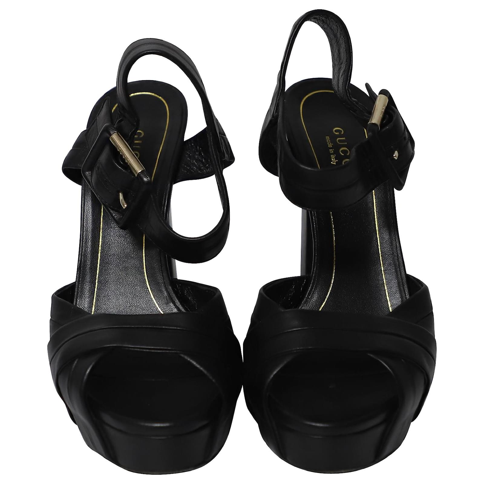 Gucci Jamie 105 Sandales à Plateforme en Cuir Noir ref.530778 - Joli Closet