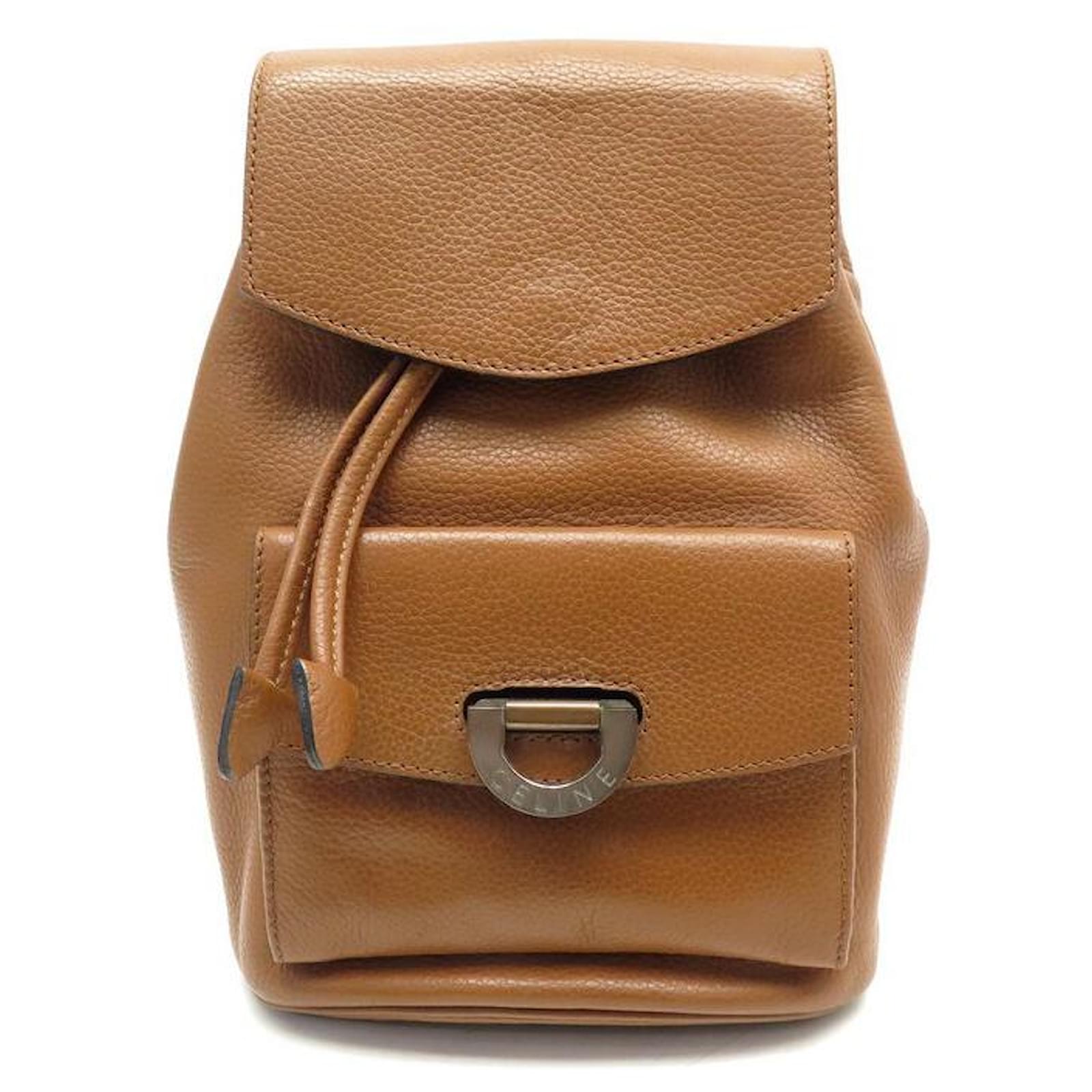 Céline VINTAGE CELINE CAMEL GRAINED LEATHER BACKPACK 18 CM BROWN ...
