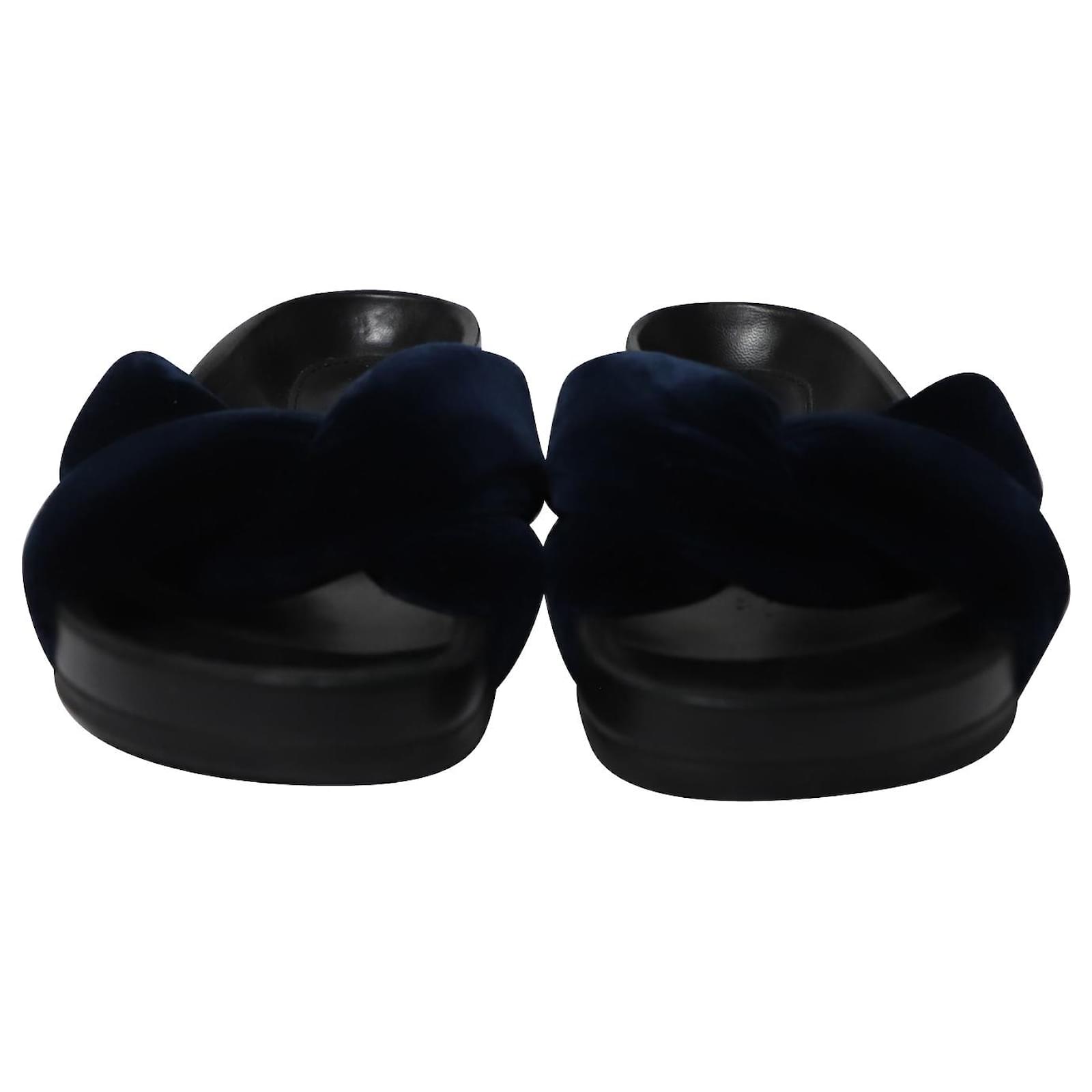 Chloé Chloe Nolan Slides Sandals in Blue Velvet ref.535527 - Joli Closet