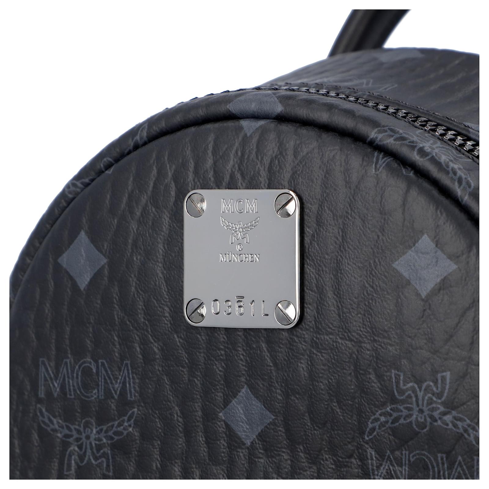 MCM Damen Micro Stark Side Studs Rucksack In Schwarz Visetos Leinwand ...