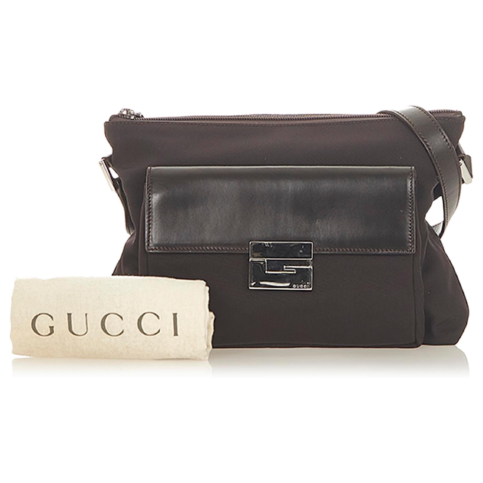 Sac à bandoulière en nylon marron Gucci Cuir Veau façon poulain Tissu ...