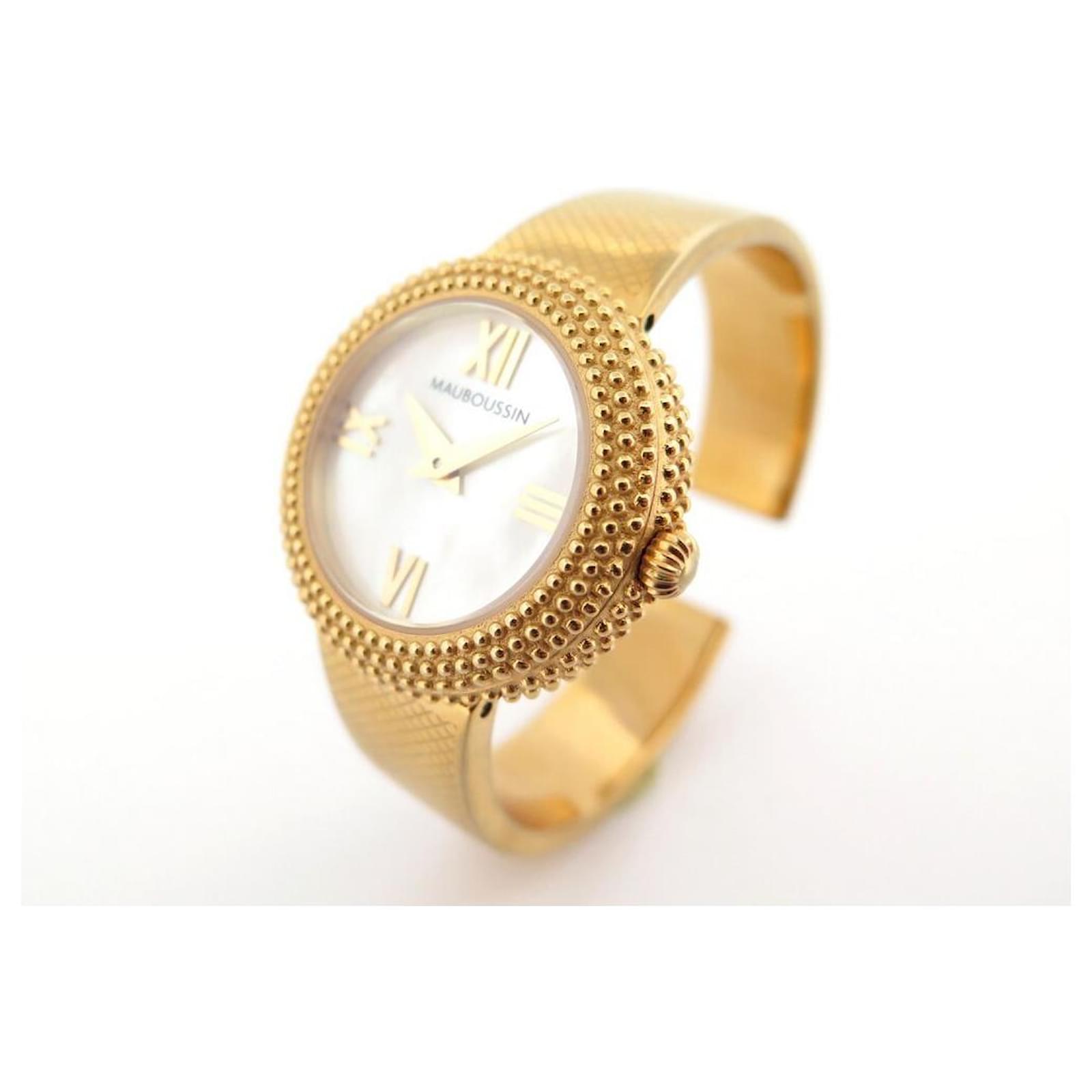 MAUBOUSSIN WATCH THE TIME OF THE FIRST DAY 28MM QUARTZ GOLD PLATED ...