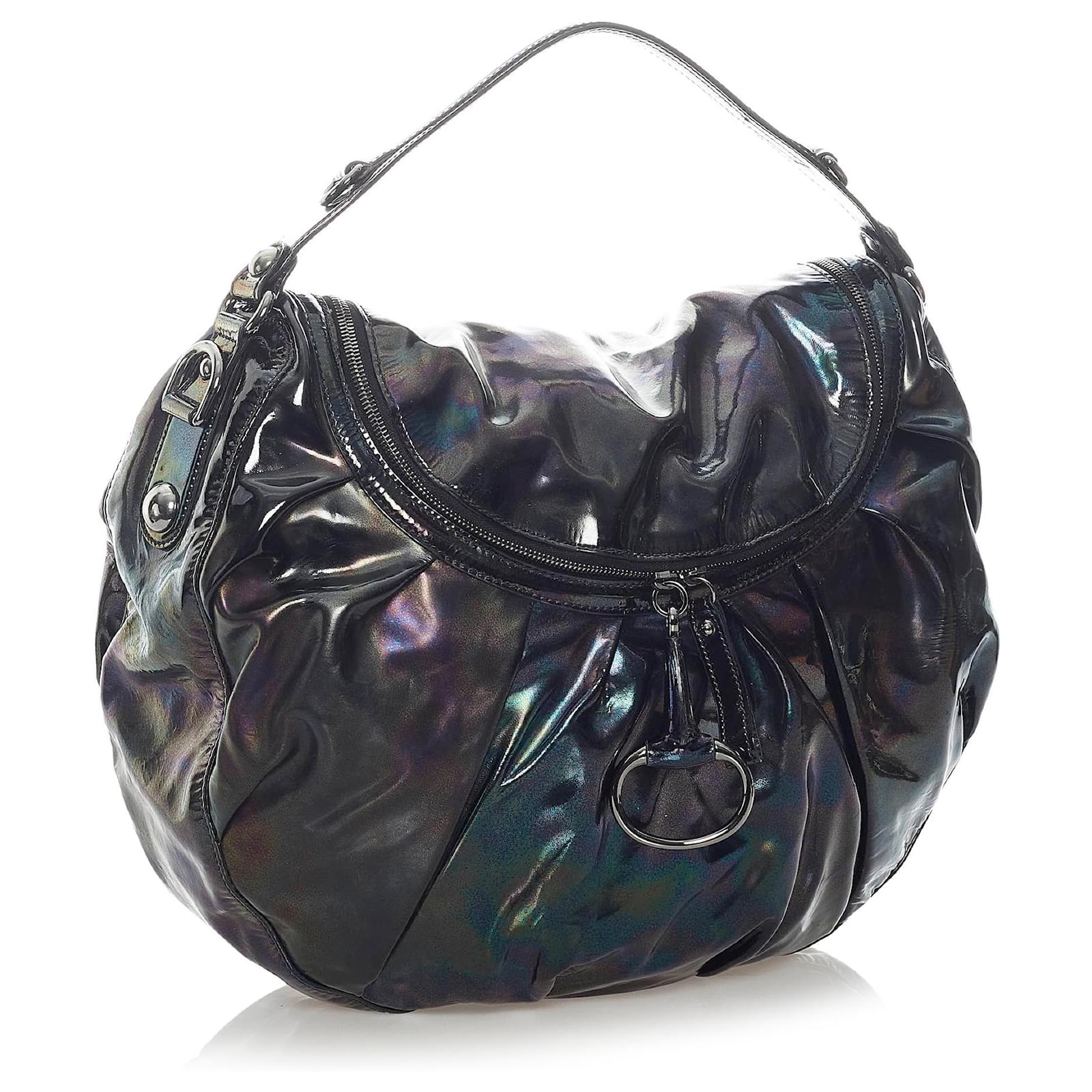 Gucci Black Icon Bit Patent Leather Hobo Bag ref.540327 - Joli Closet