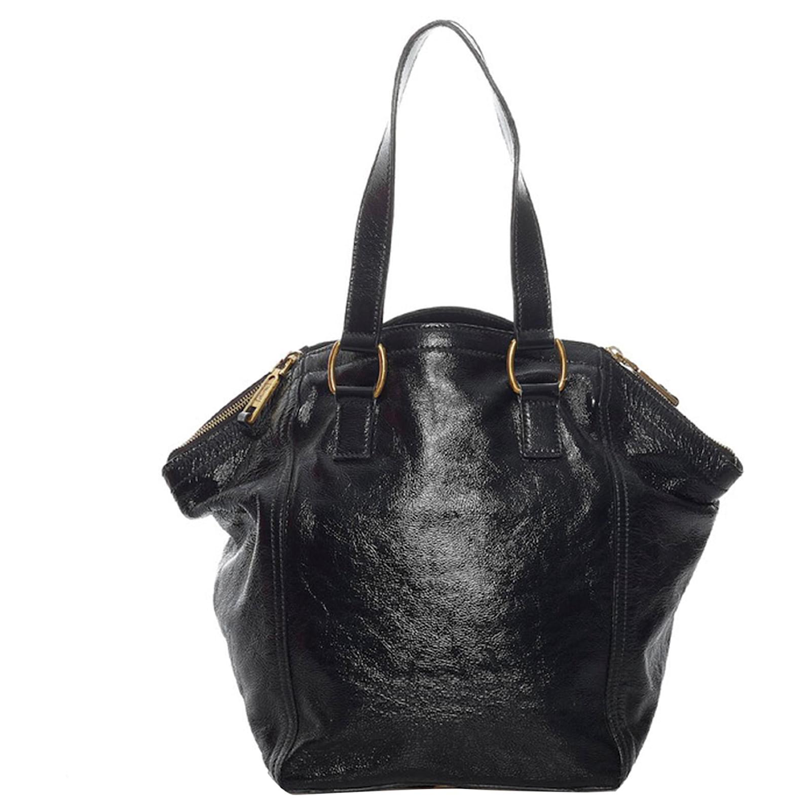 Yves Saint Laurent YSL Black Downtown Leather Tote Bag Pony-style ...
