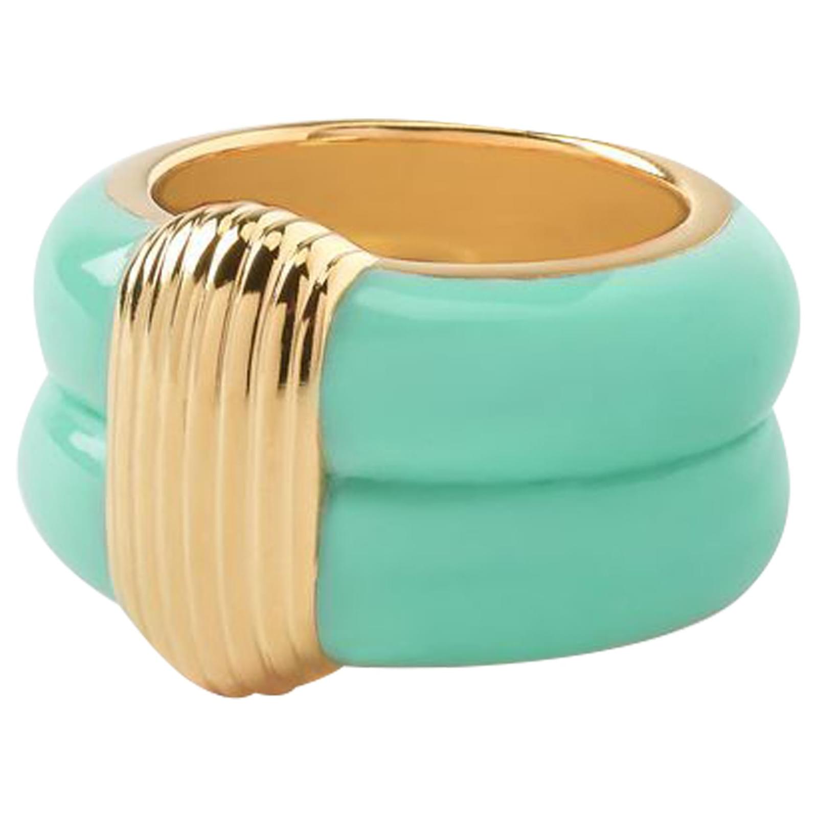 Aurelie Bidermann Bague Katt en Bakélite Bleue ref.548157 - Joli Closet
