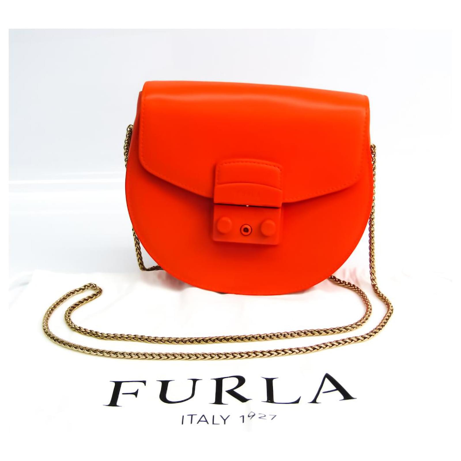 FURLA METROPOLIS Orange Leather ref.549393 - Joli Closet
