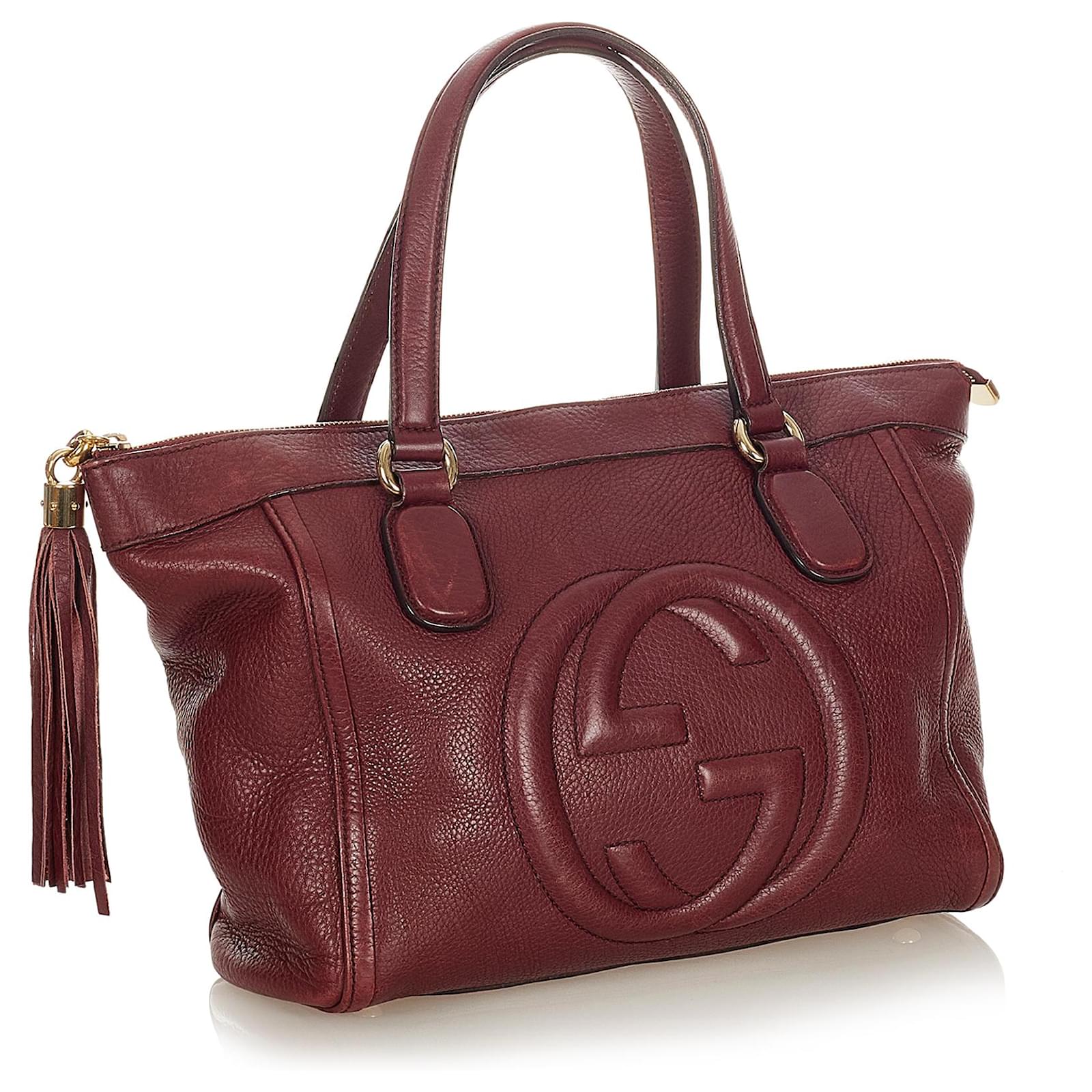 Sac cabas en cuir de travail Soho marron Gucci Veau façon poulain ...