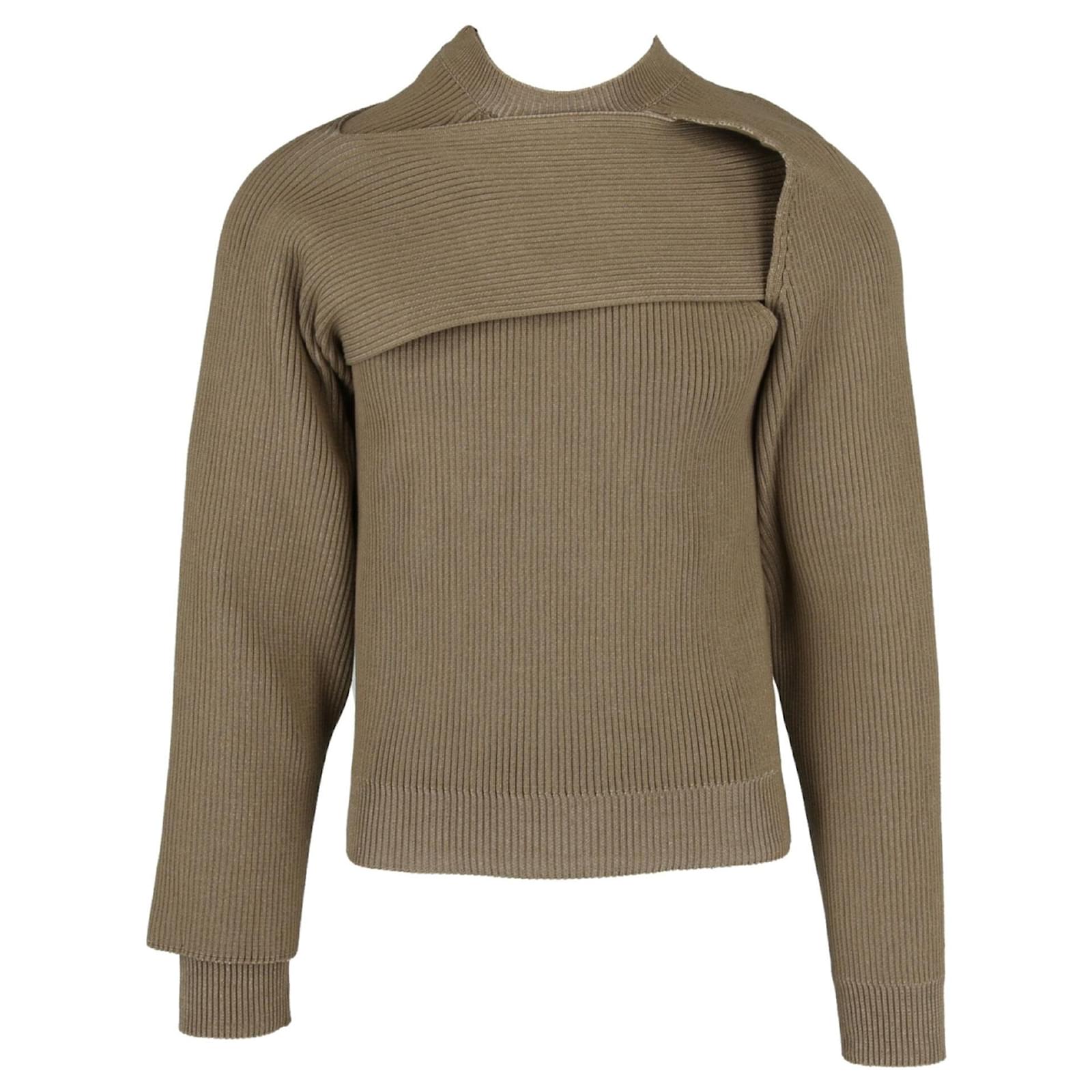 Bottega Veneta Mens Asymmetrical Ribbed Sweater Beige ref.555994 - Joli ...