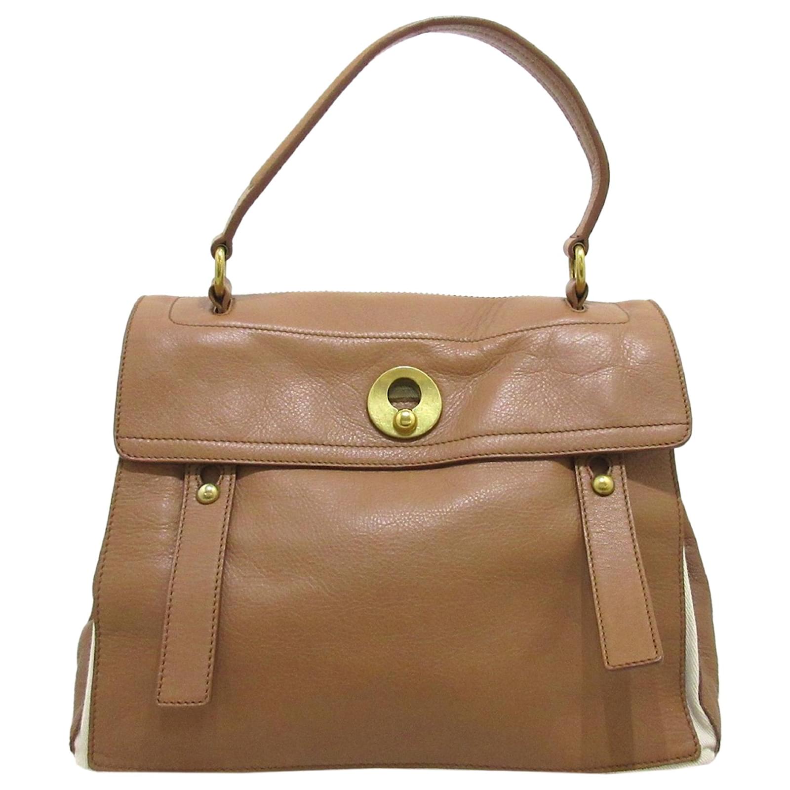 Yves Saint Laurent Sac à main en cuir marron YSL Muse Two Toile Veau ...