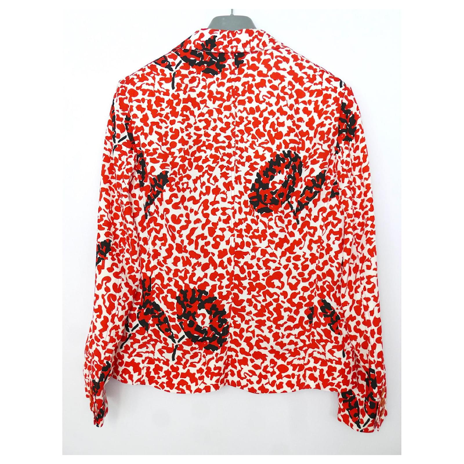 Yves Saint Laurent Resort 2011 Red Print Jacket Viscose ref.558916 ...